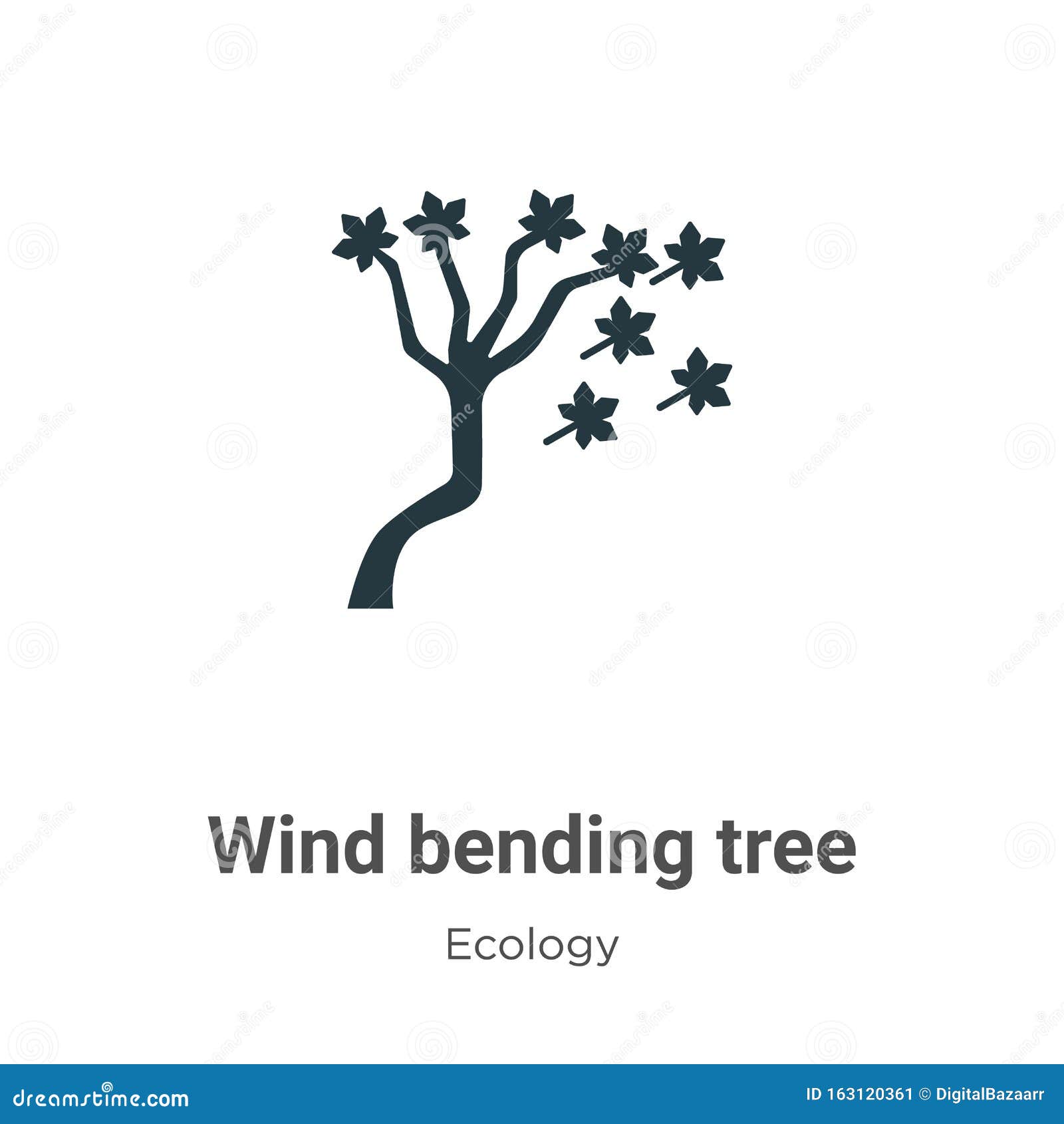 Wind Bending Tree Icon Vector Sign And Symbol Isolated On White ...