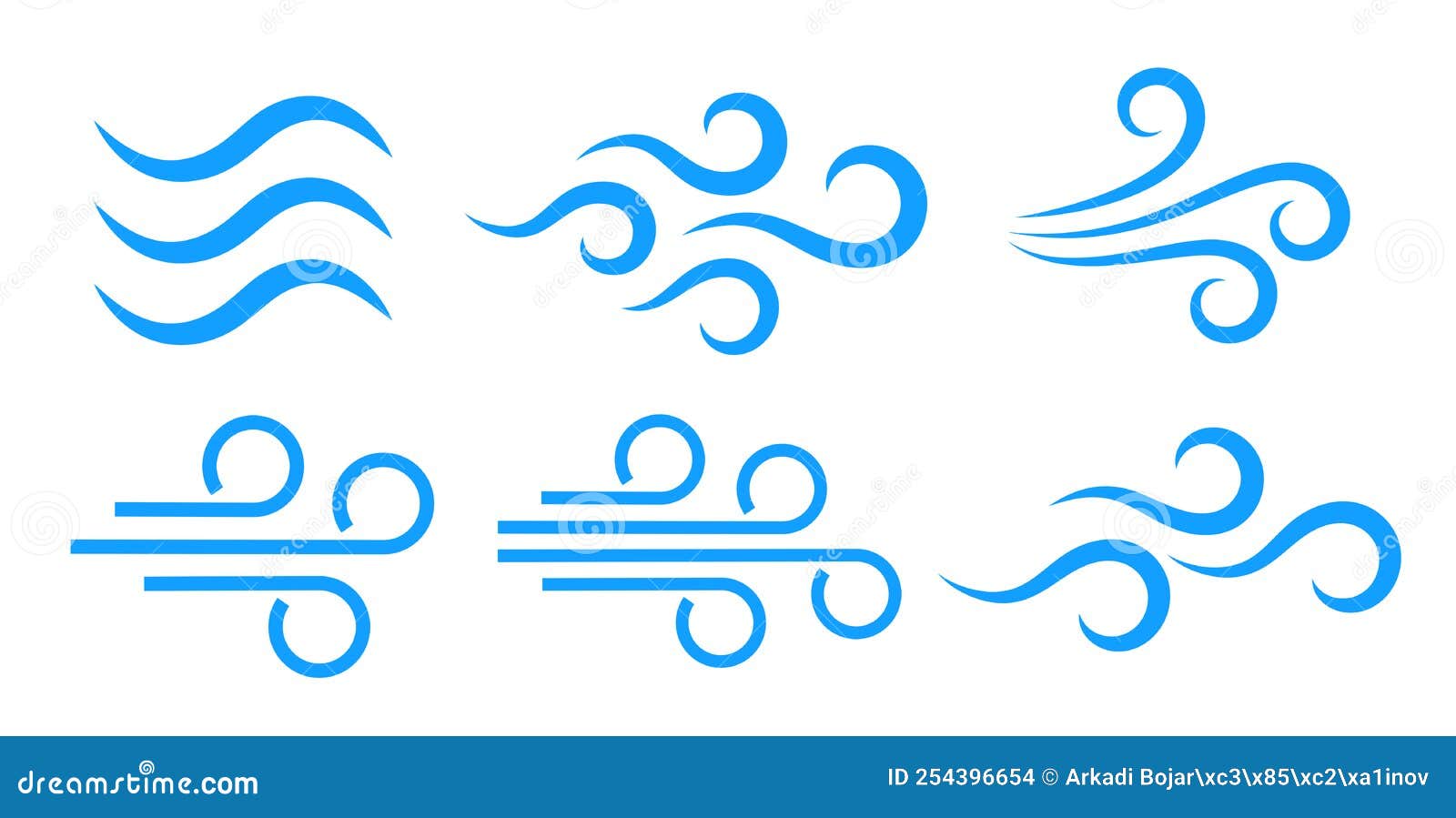 Wind Blow Icons, Breeze Design Elements Vector Illustration ...