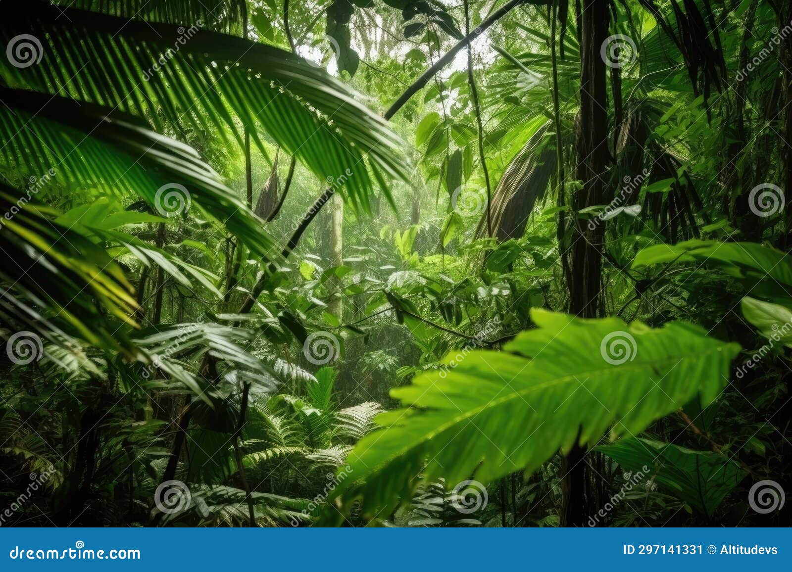 Wind Blowing through Dense Jungle Foliage, Creating Rustling Sounds ...