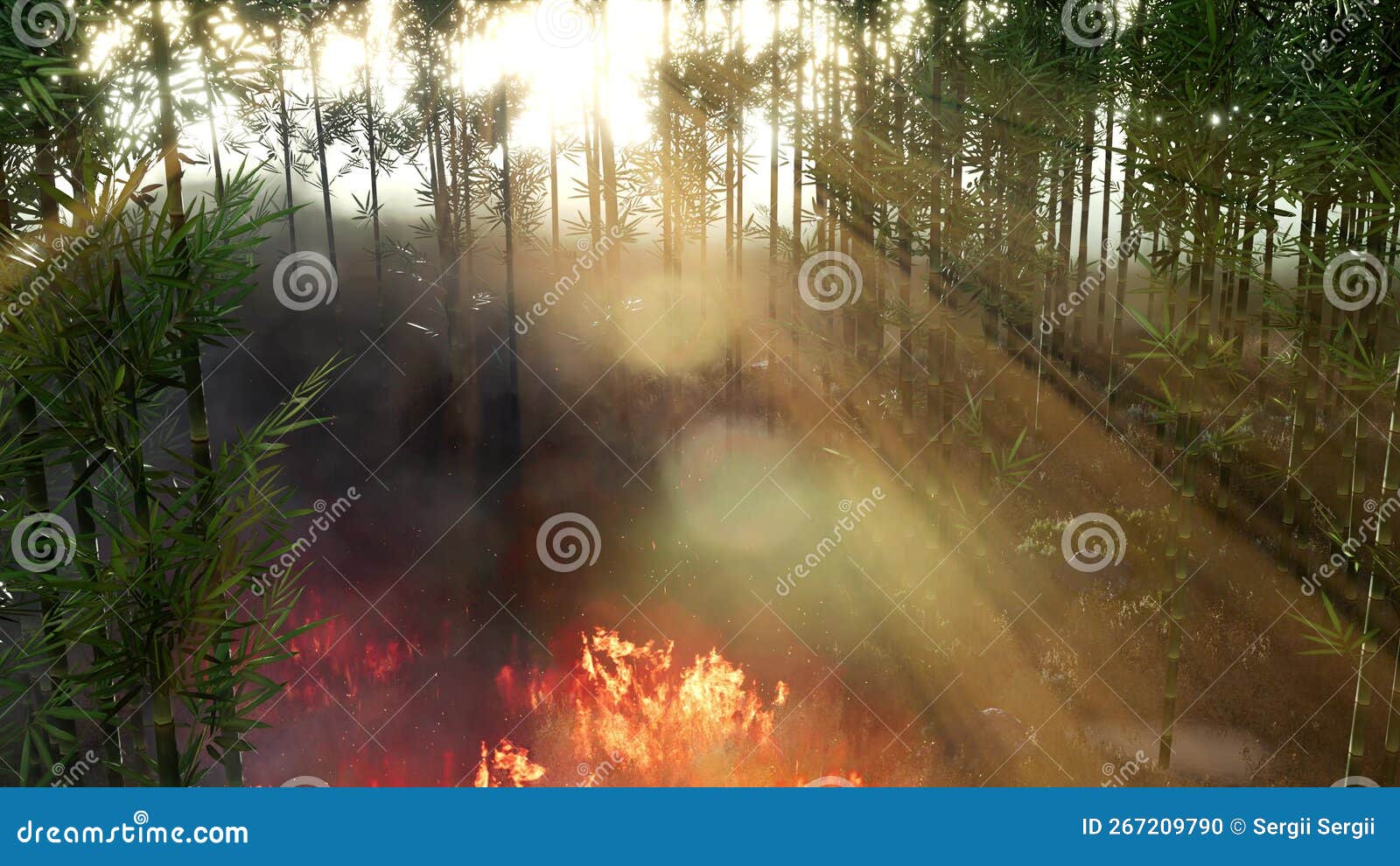 Wind Blowing on a Flaming Bamboo Trees during a Forest Fire Stock Photo ...