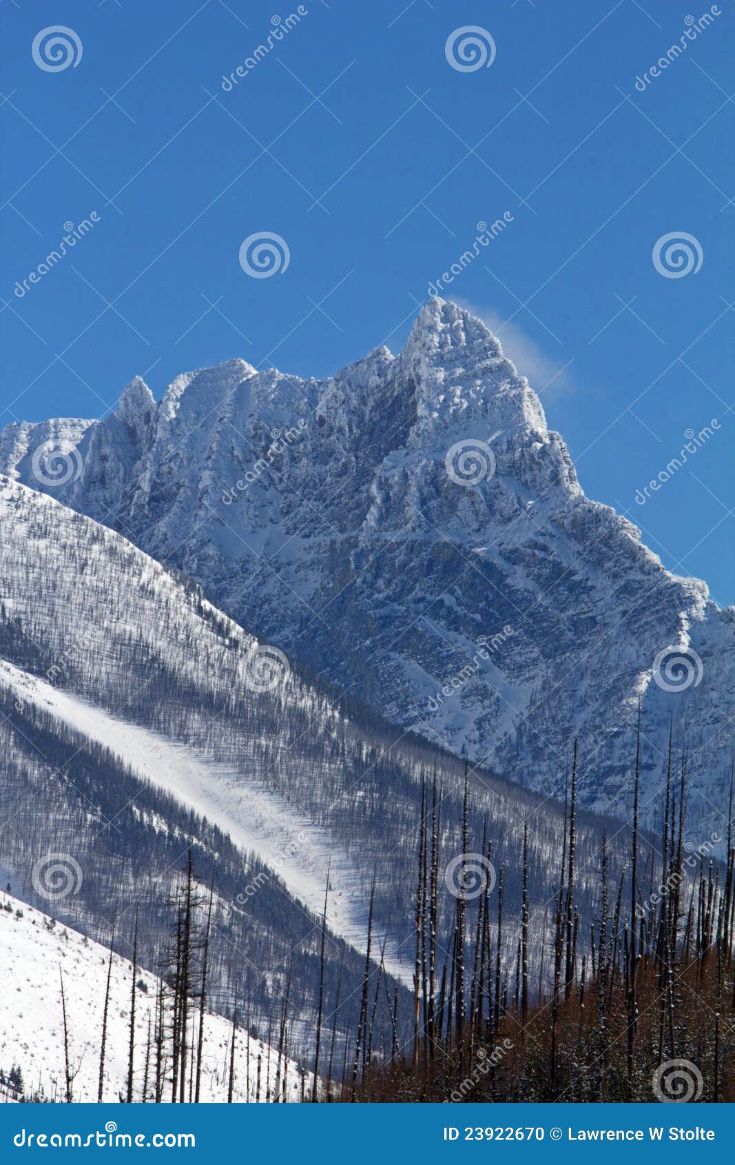 Wind Blowing Snow Off the Peak Stock Photo - Image of winter ...