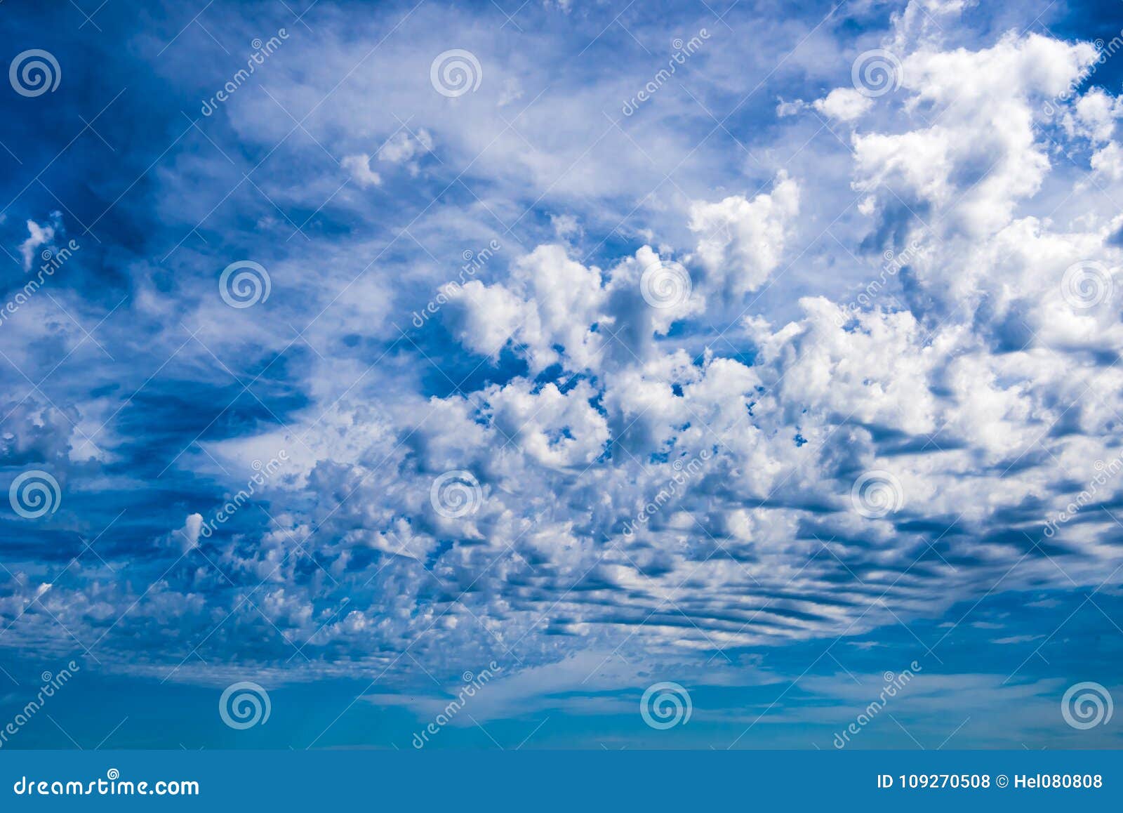 Wind Blows Clouds Over Blue Sky - Altocumulus Clouds Stock Photo ...