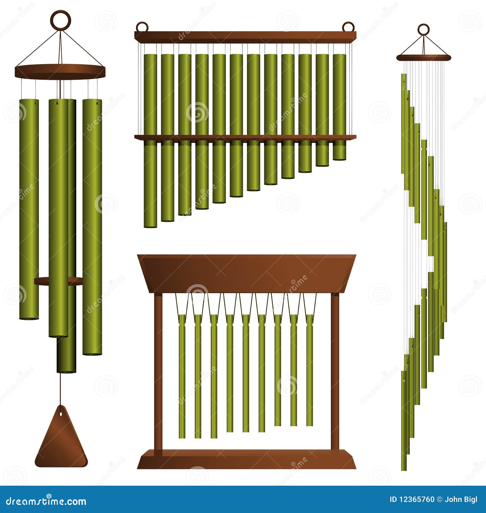 Wind chime collection stock vector. Illustration of music - 12365760