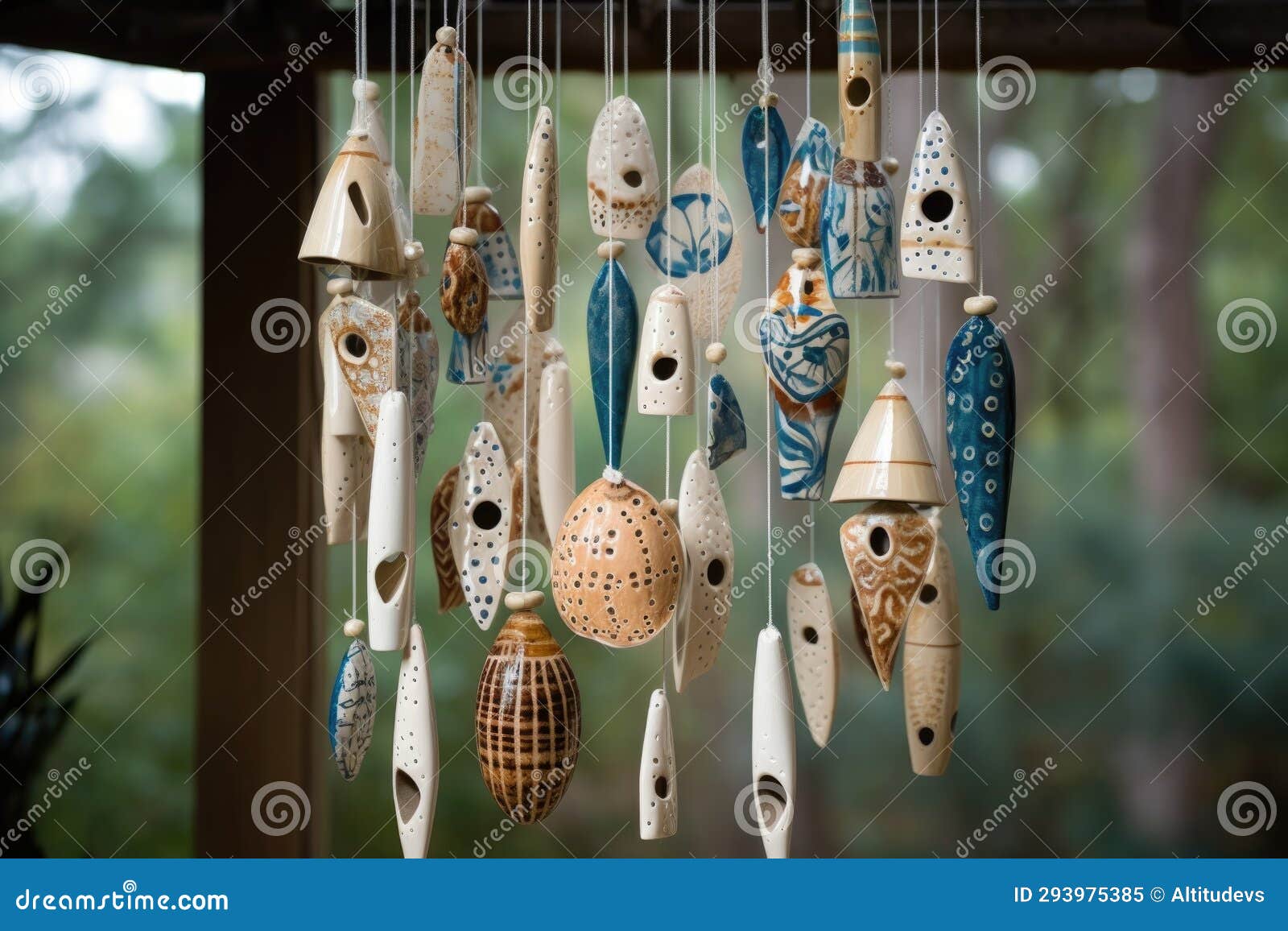 Wind Chime Crafted from Ceramic Pieces, Gently Clinking Together Stock ...