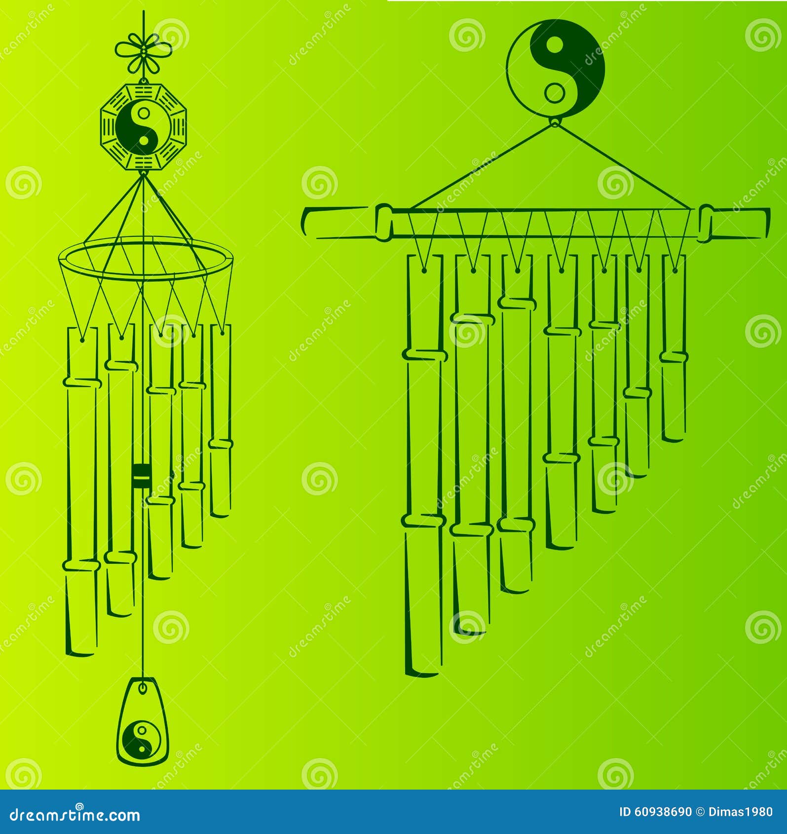 Wind Chimes. Design Element Stock Vector - Illustration of chinese ...