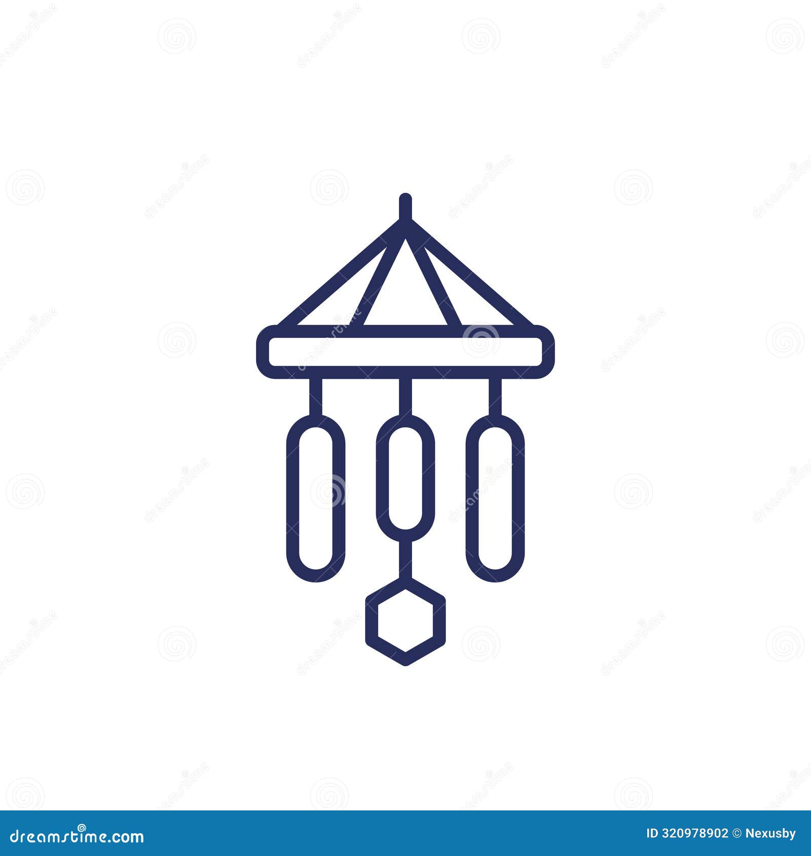 Wind Chimes Line Icon on White Stock Vector - Illustration of asian ...