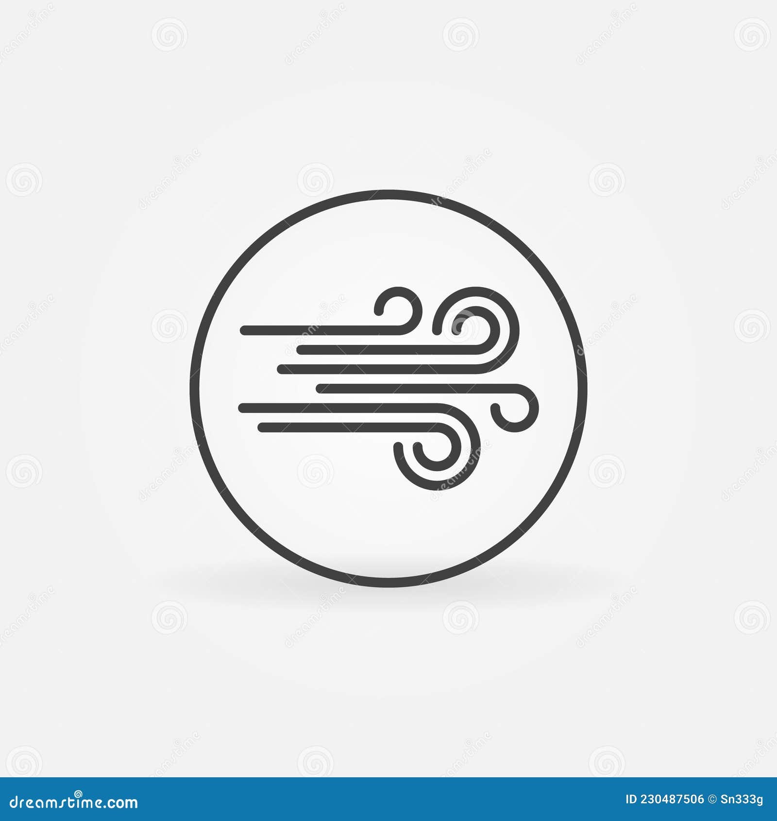 Wind in Circle Vector Concept Icon in Outline Style Stock Vector ...
