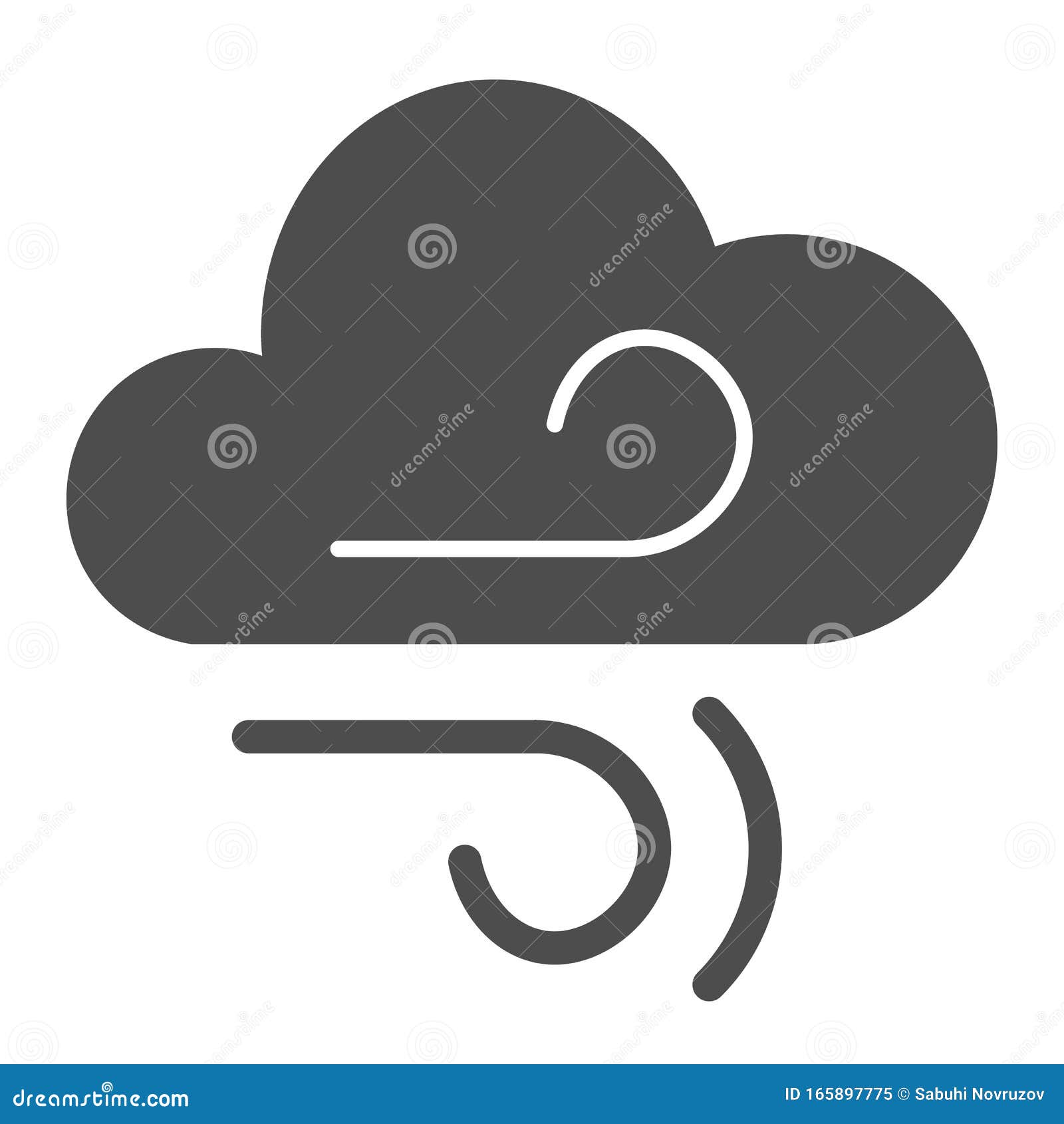 Wind and Cloud Solid Icon. Air Blowing Vector Illustration Isolated on ...