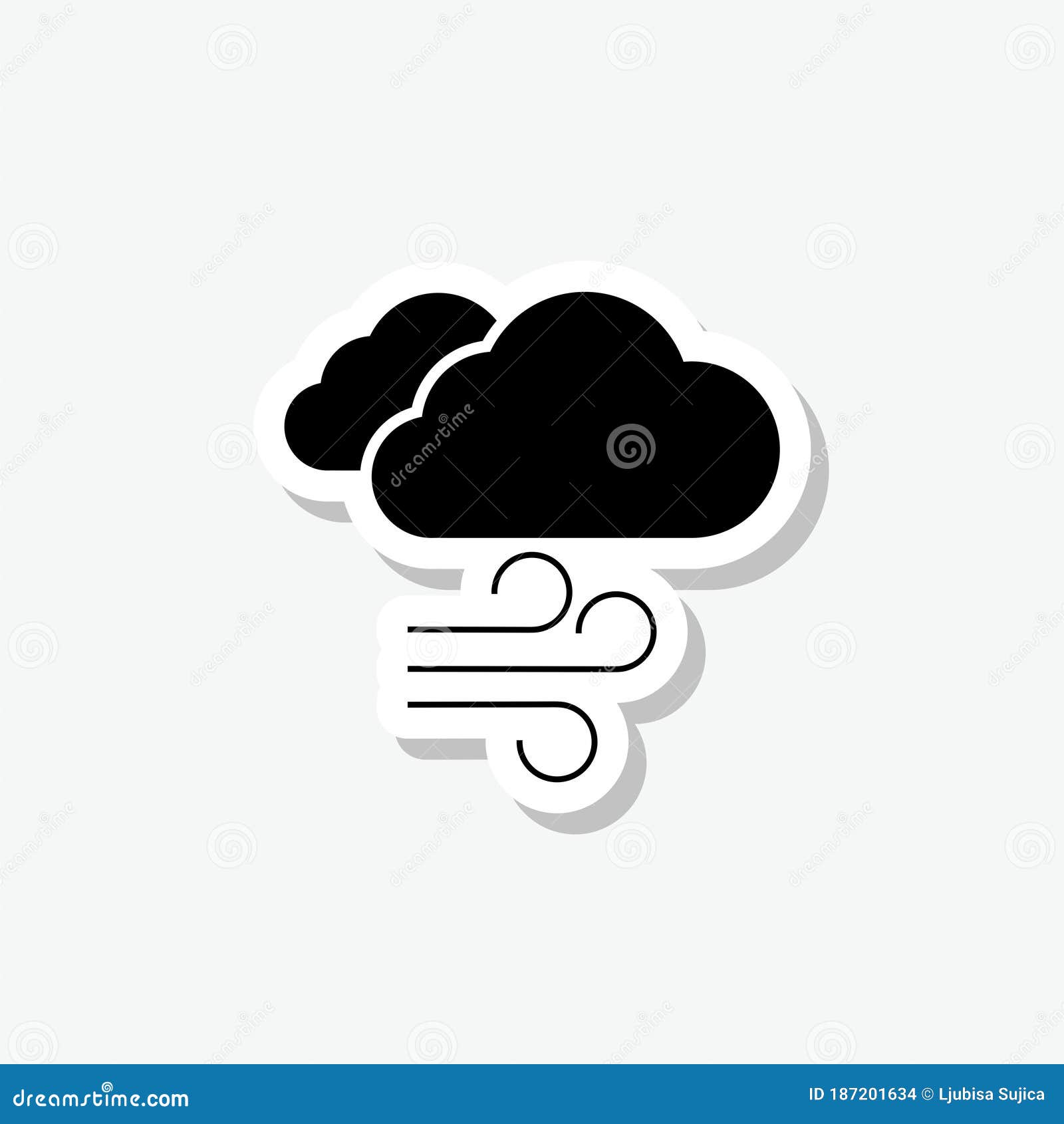 Wind Cloud Sticker Icon Isolated on Gray Background Stock Vector ...