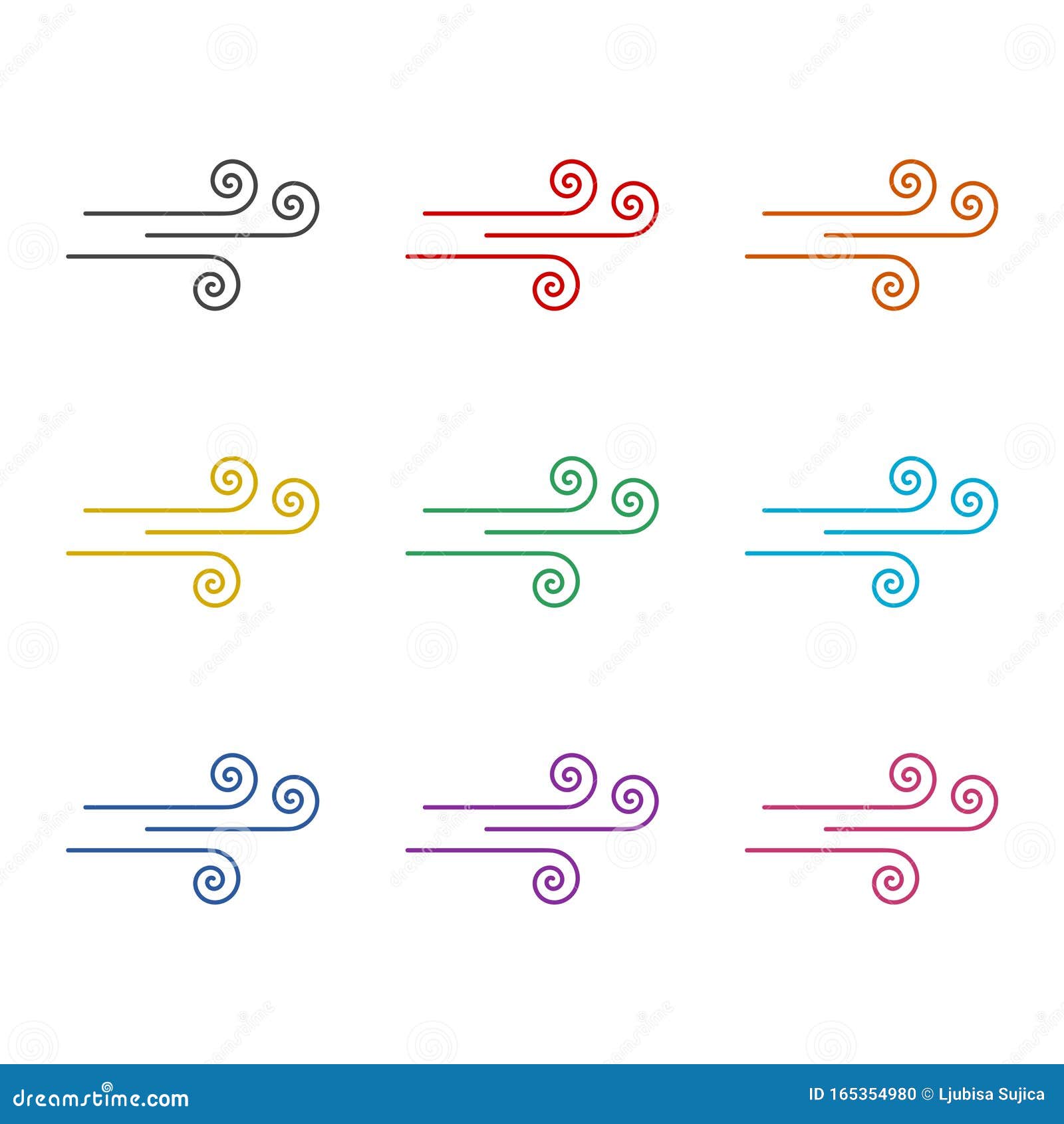 Wind Color Icon Set Isolated on White Background Stock Vector ...