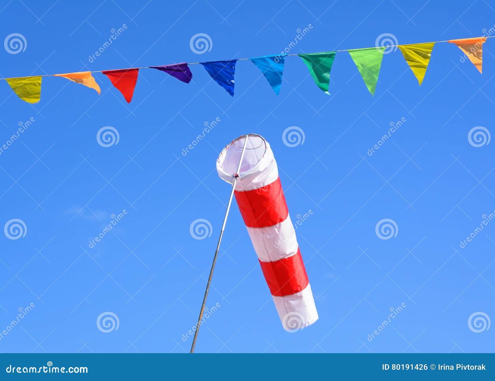 Wind Cone and Colored Flags Stock Photo - Image of decoration, meter ...