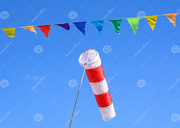Wind Cone and Colored Flags Stock Photo - Image of decoration, meter ...