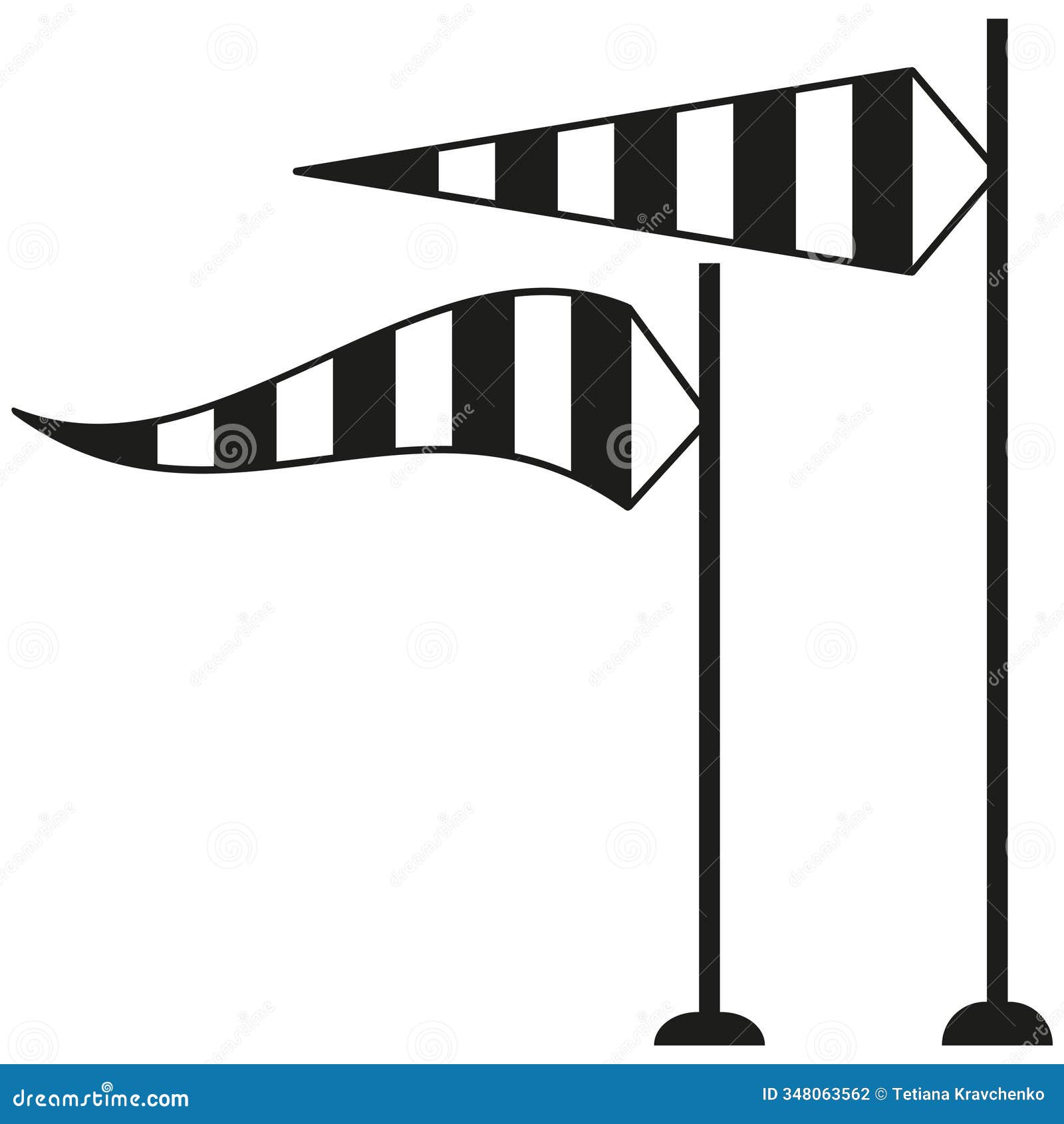 Wind Cone Icon. Striped Wind Indicator. Black Vector Windsock. Breeze ...