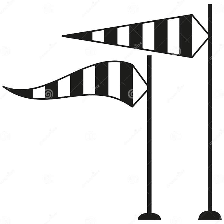 Wind Cone Icon. Striped Wind Indicator. Black Vector Windsock. Breeze ...