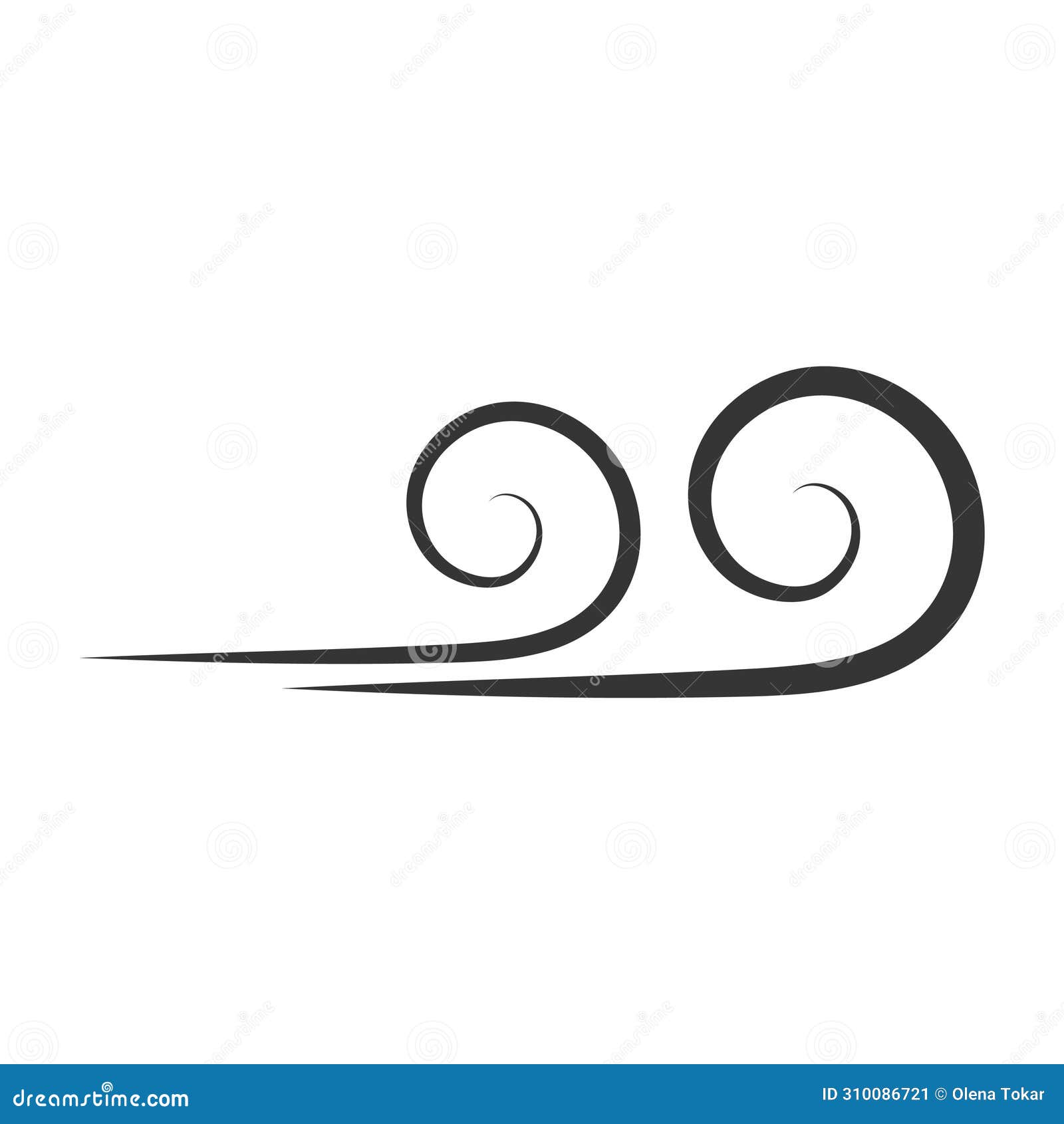 Wind Direction of Air Movement Sign, Black Curl Lines Silhouette Sign ...