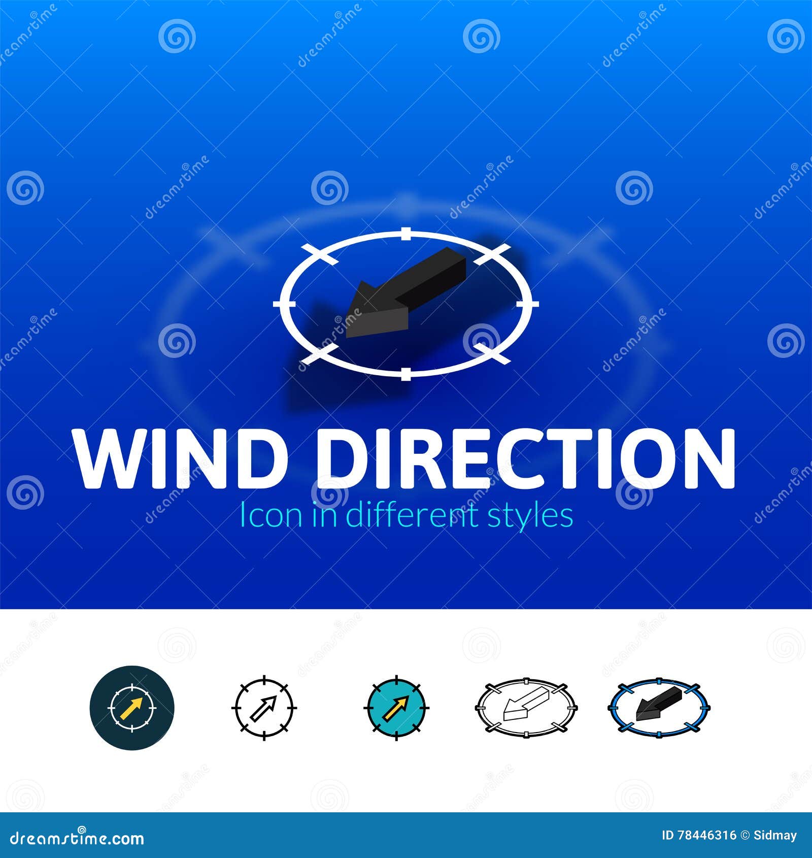 Wind Direction Icon in Different Style Stock Vector - Illustration of ...