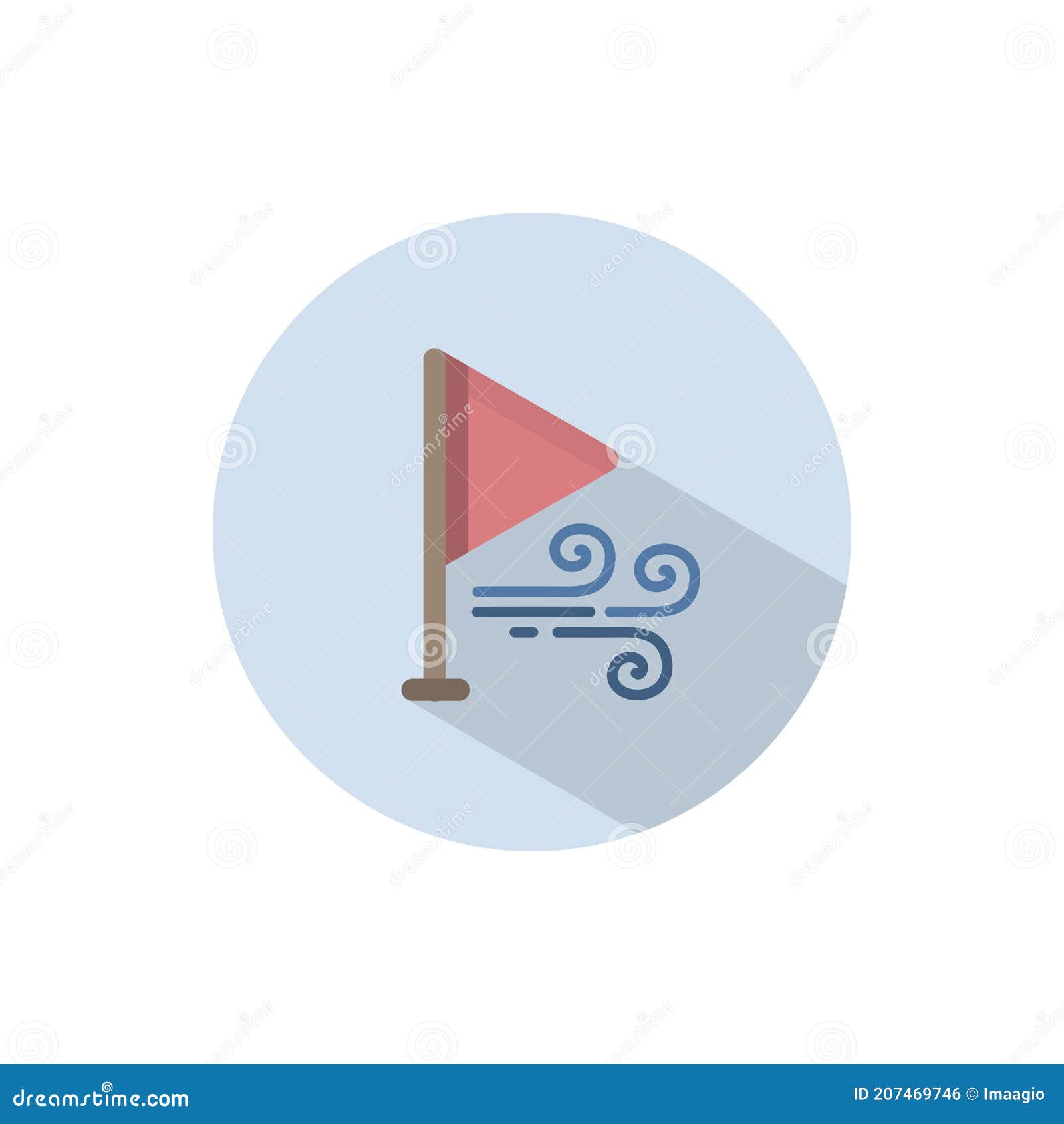 Wind Direction and Red Flag. Flat Icon on a Circle. Weather Vector ...