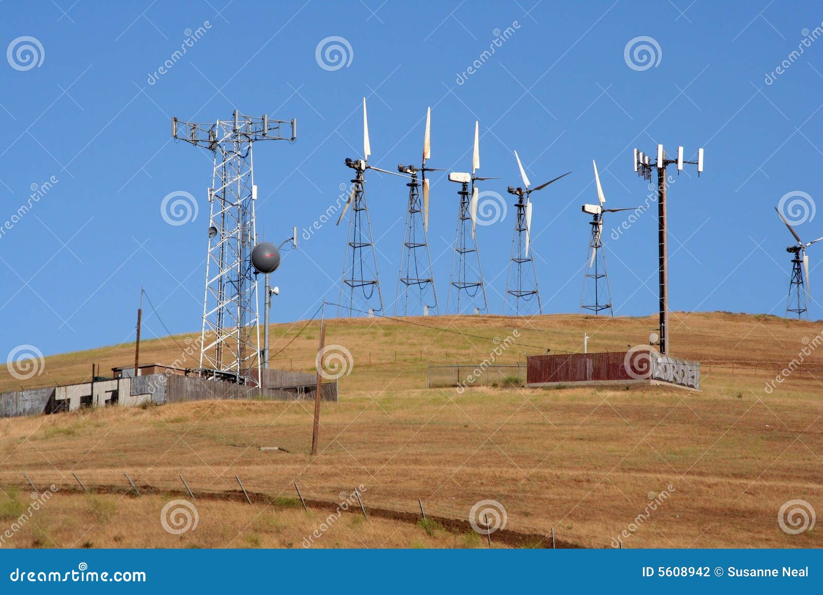 Wind-driven Generators & Cell Site Stock Photo - Image of voltage ...