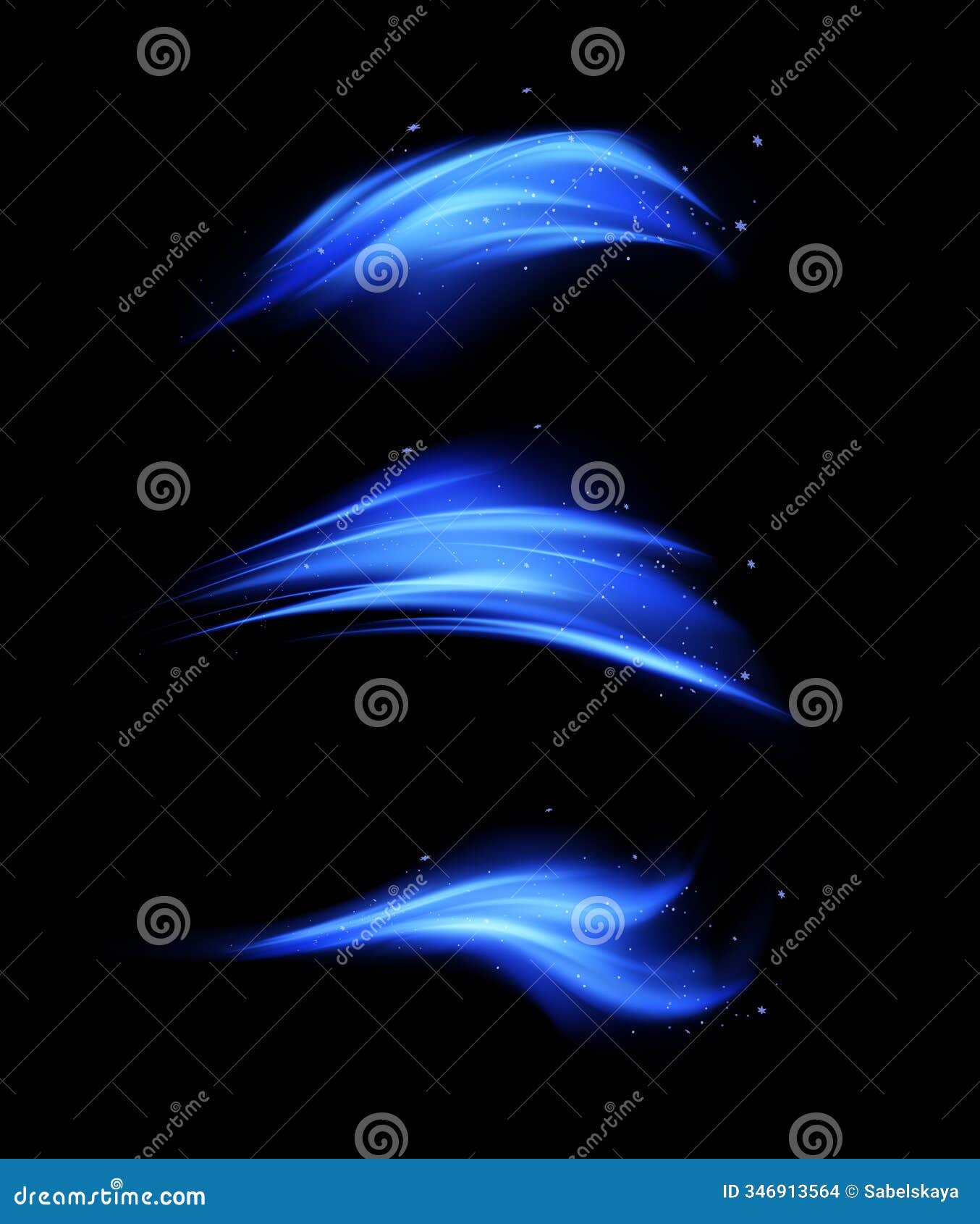 Wind Effect, Air Steam with Sparkles, Blue Air Flow Wave Effect Vector ...
