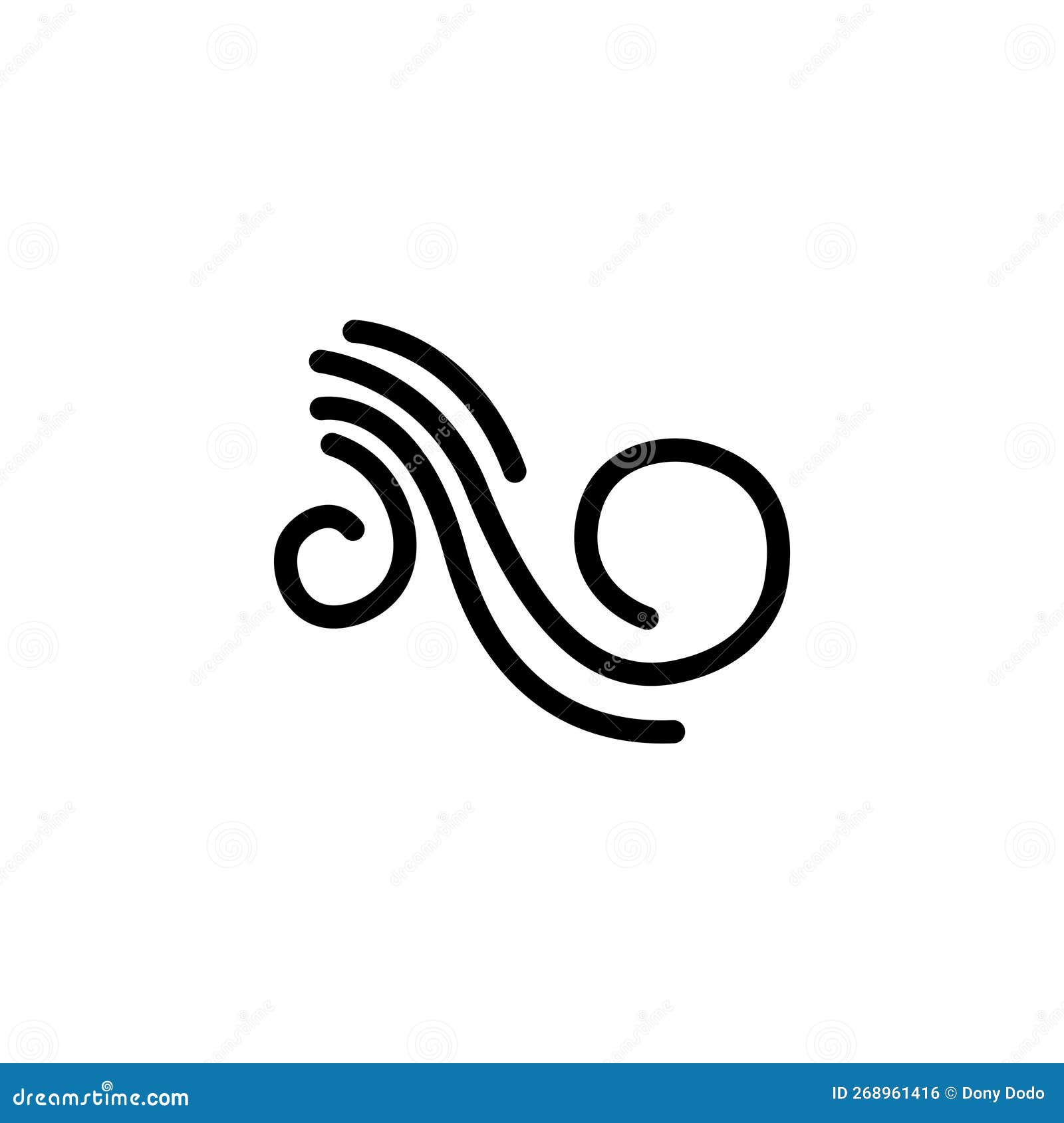 Wind Element Icon Isolated on Black. Wind Nature Element Symbol ...