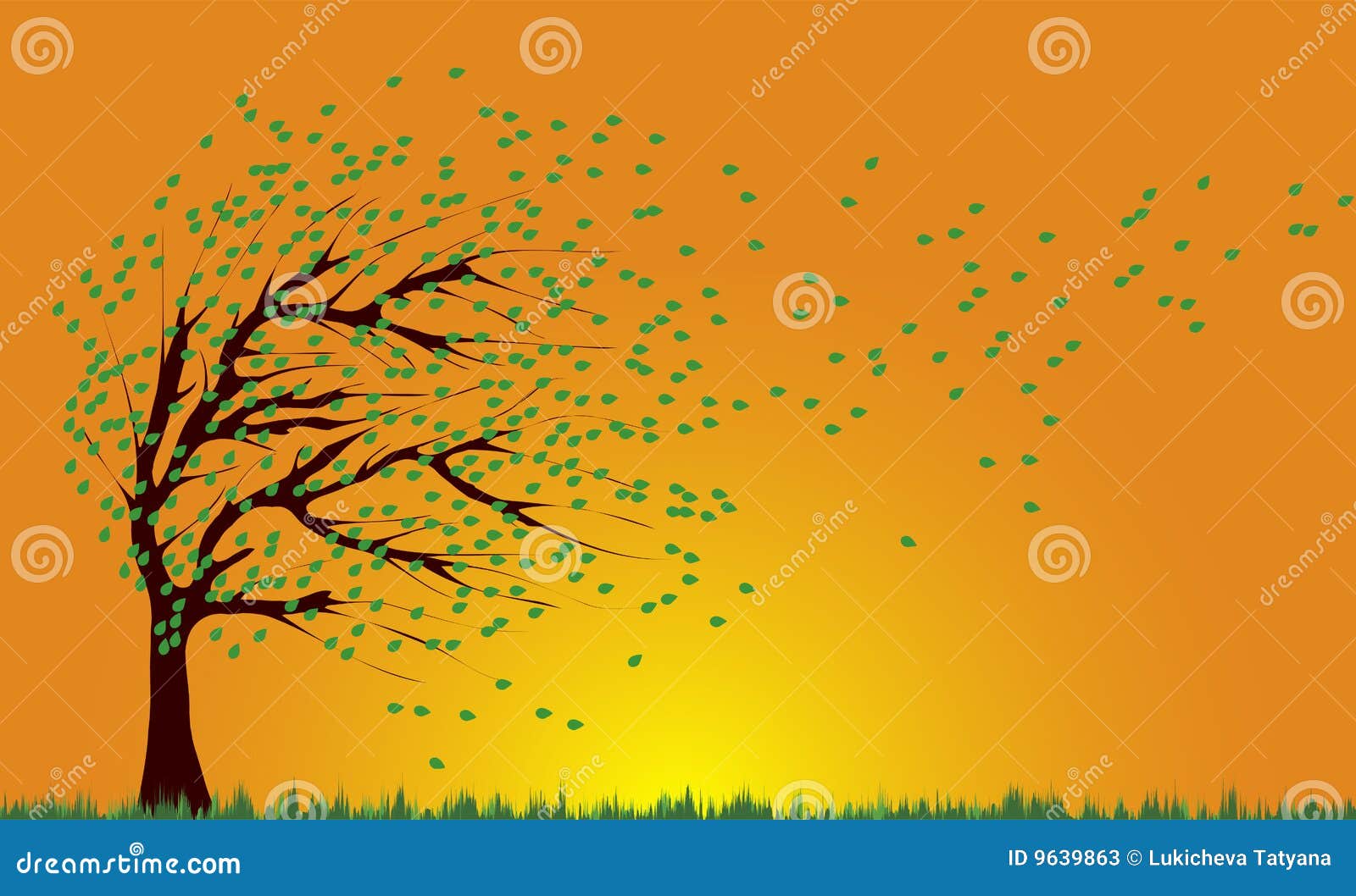 Wind en boom stock illustratie. Illustration of element - 9639863