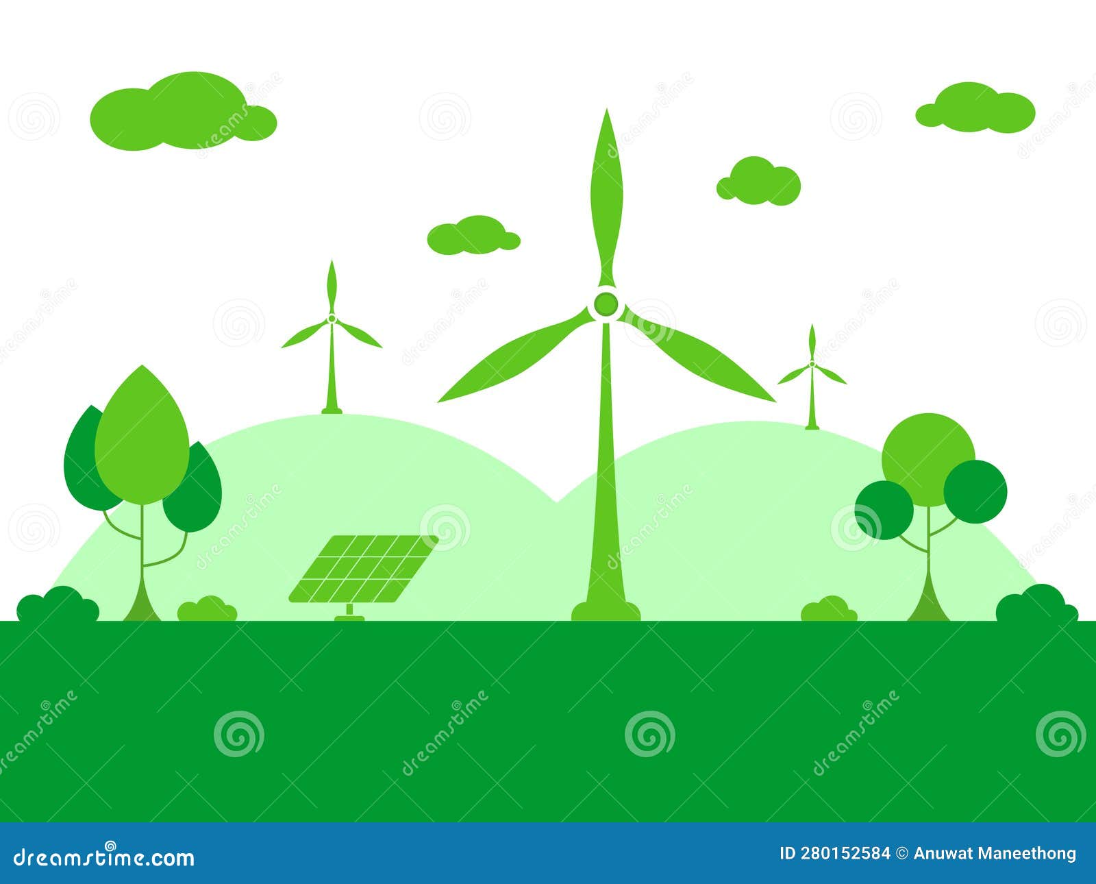 Green Energy Eco Ecology and Windmill Energy Concept. Design for Vector ...