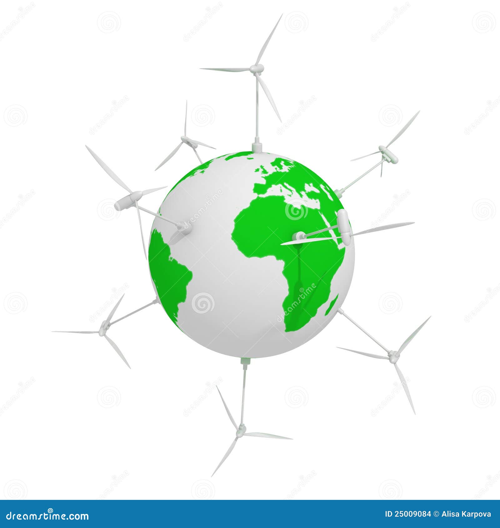 Wind Energy Concept. Globe and Wind Generators Stock Illustration ...