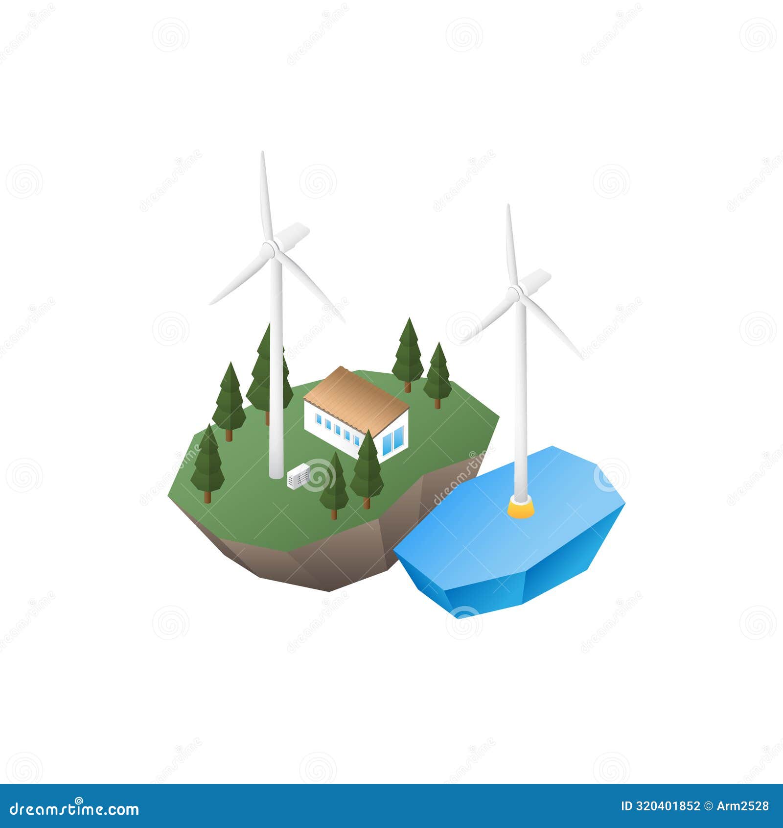 Wind Energy, Wind Farm with Isometric Graphic Stock Illustration ...