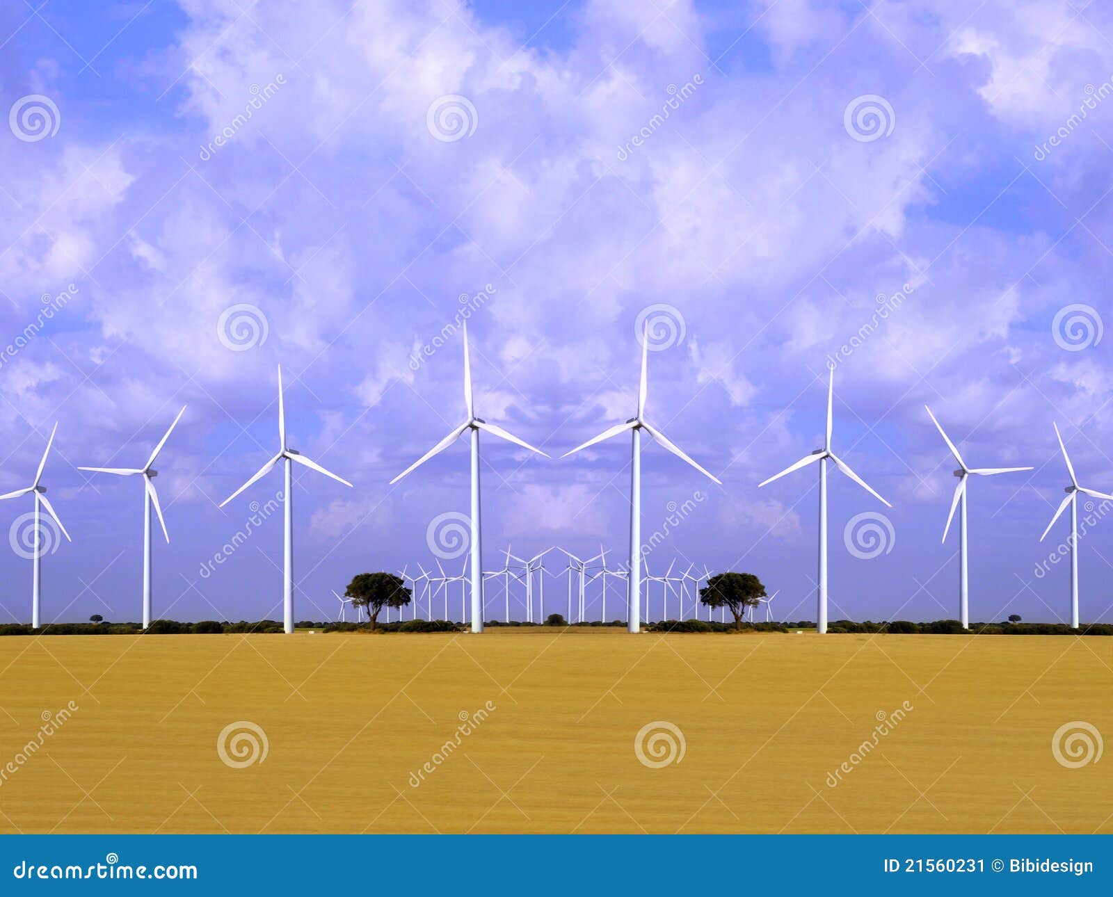 Wind Energy Field with Wind Turbines. Stock Image - Image of green ...