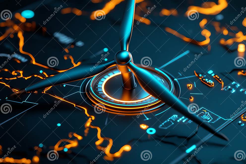 Wind Energy Green Technology, Spinning Blades, and Global Impact Visualized in a Global Map ...