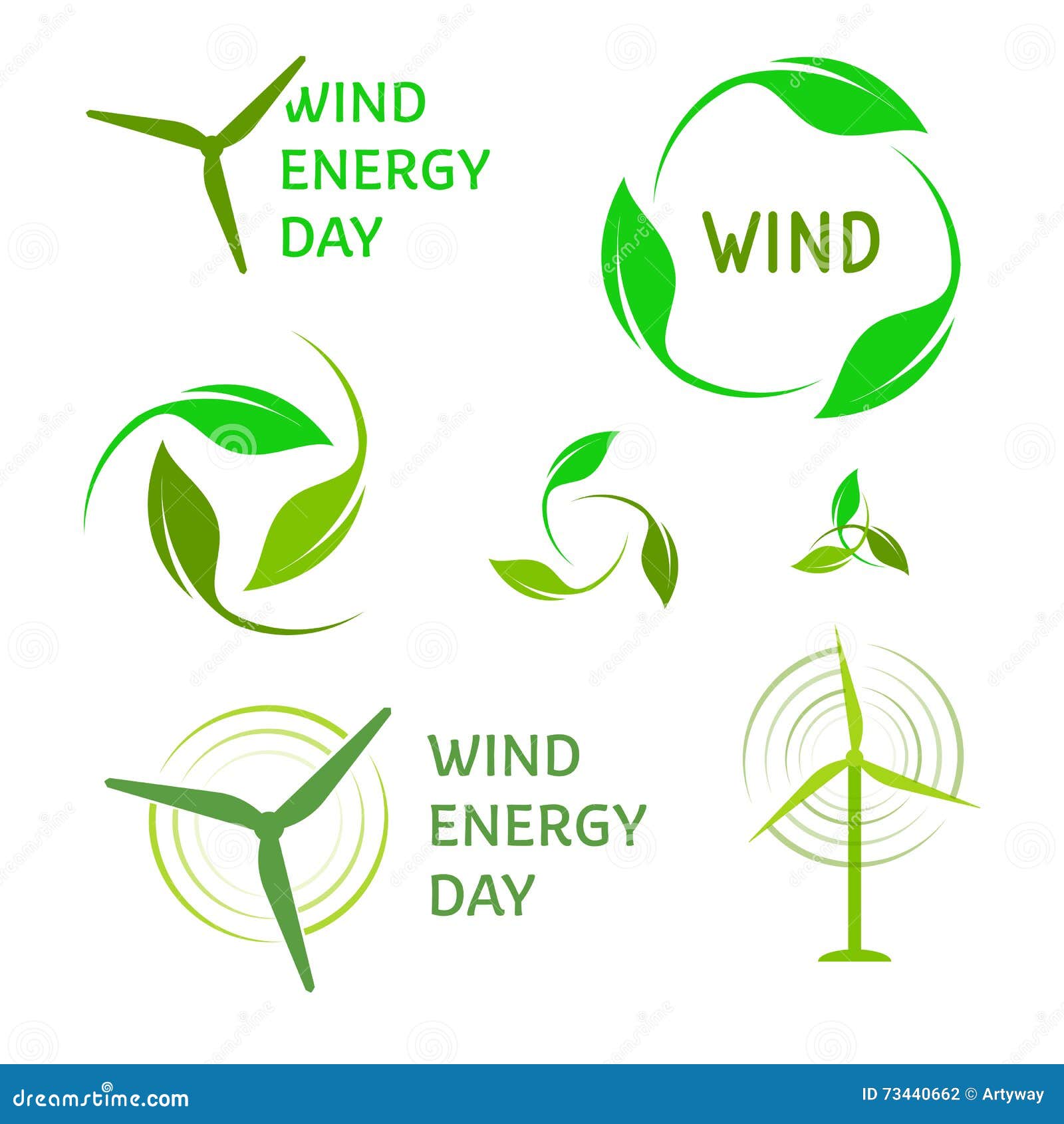 Wind Energy Logos Set. Green Logo Collection. Stock Vector ...