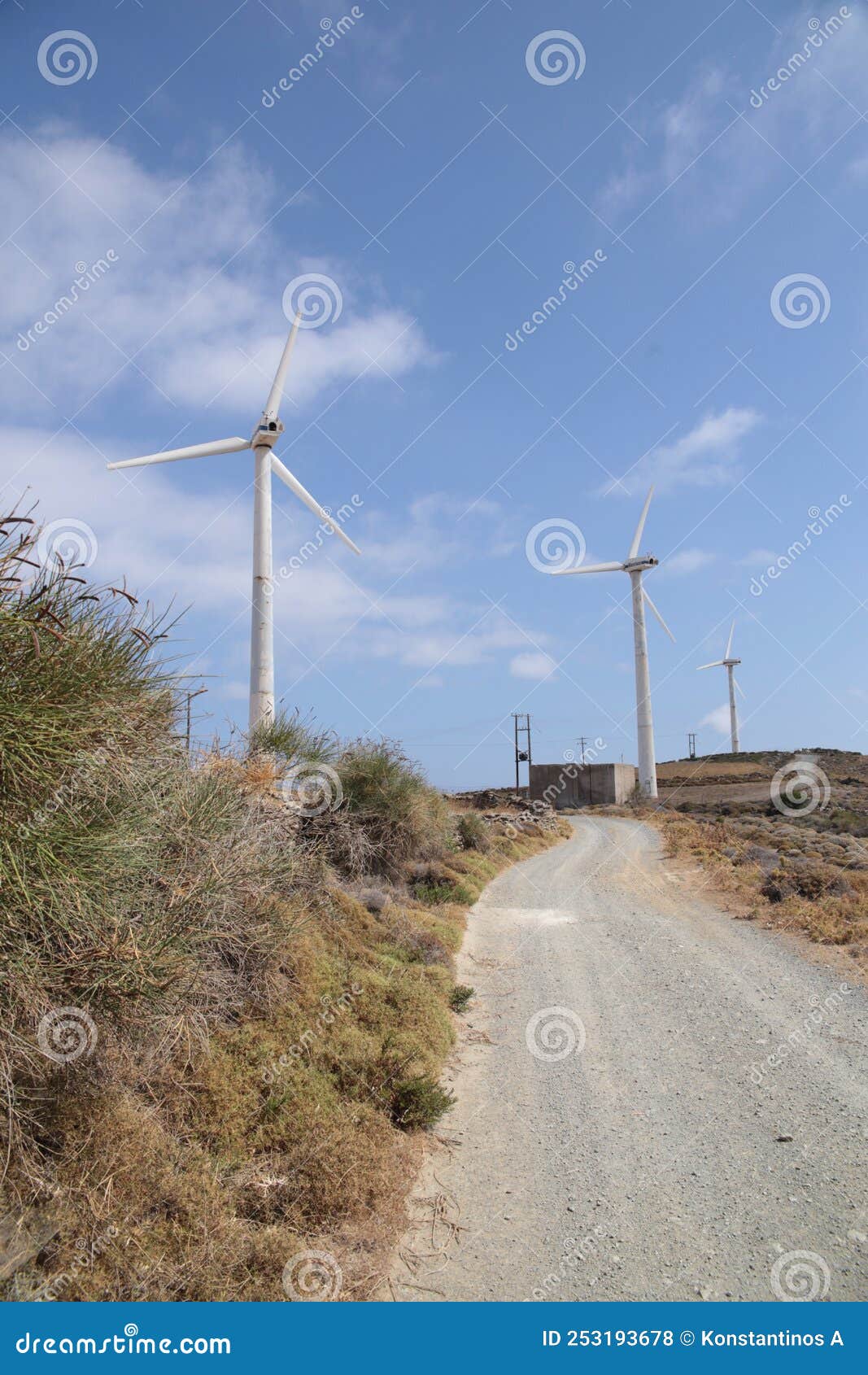 Wind-energy Park Wind Generators in Andros Island Greece Stock Photo ...