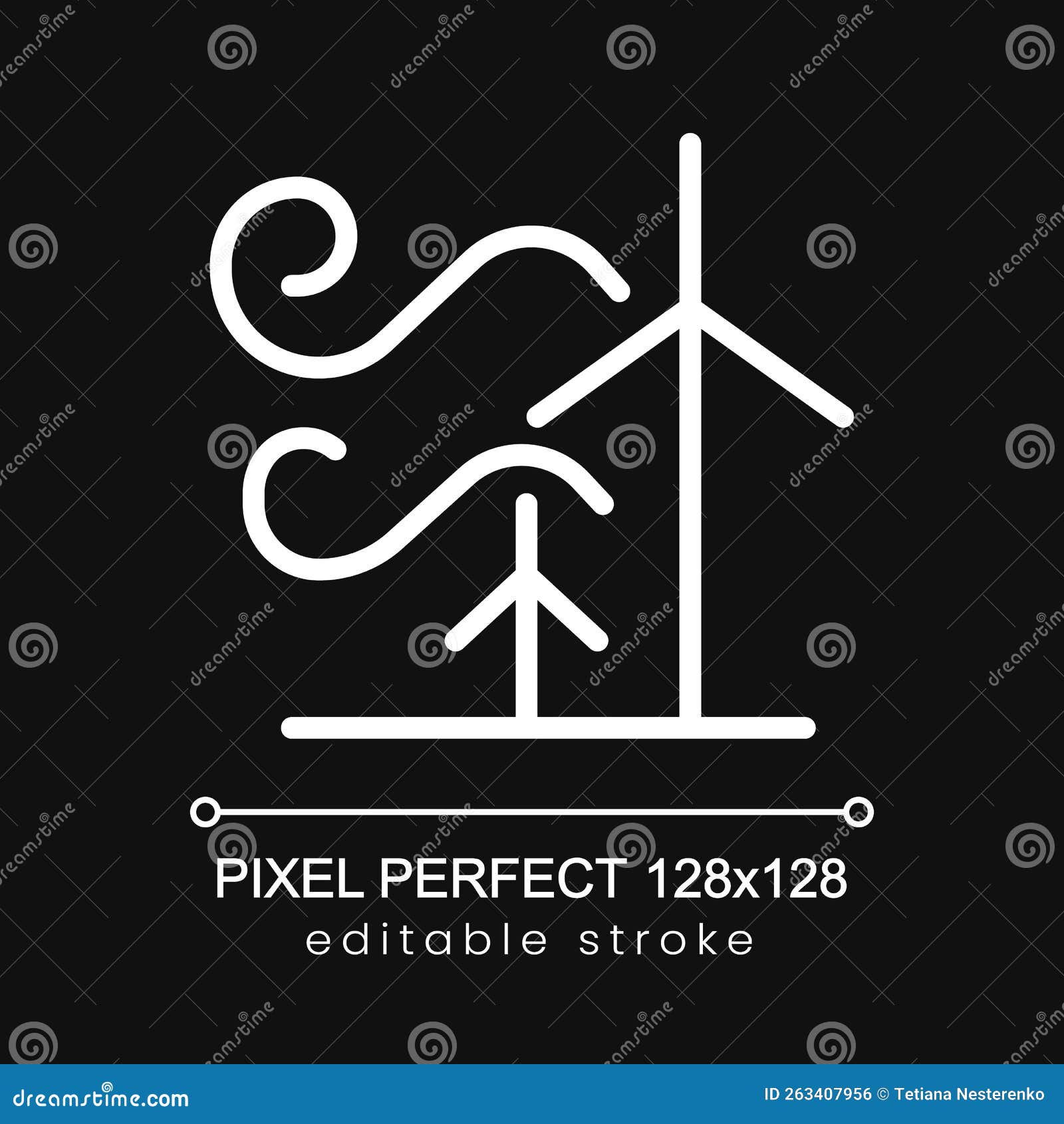 Wind Energy Pixel Perfect White Linear Icon for Dark Theme Stock Vector ...