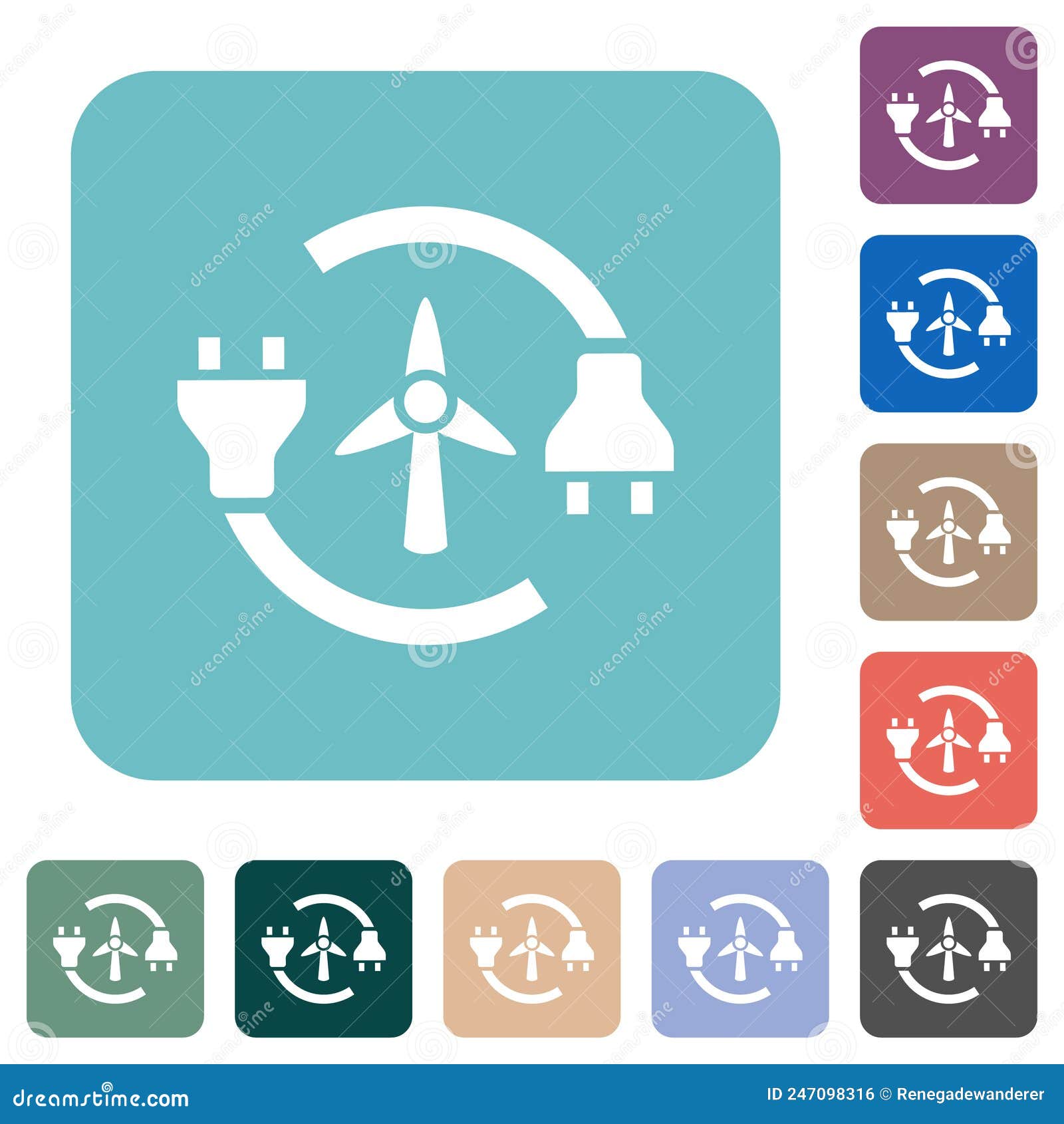 Wind Energy Rounded Square Flat Icons Stock Vector - Illustration of isolated, providing: 247098316