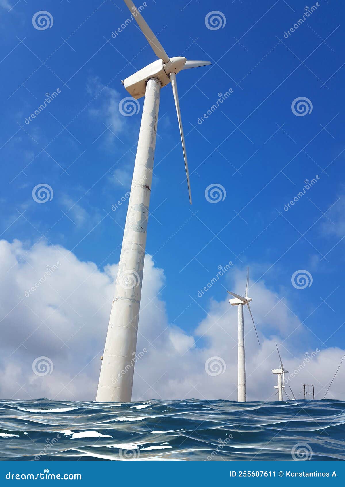 Wind-energy Sea Water Park Wind Generators Blue Sky and Clouds Stock ...