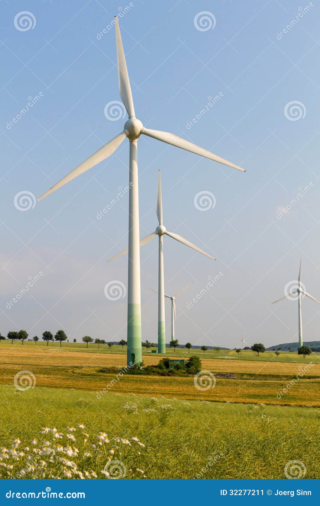 Wind Engines with Wild Meadow Stock Image - Image of future ...