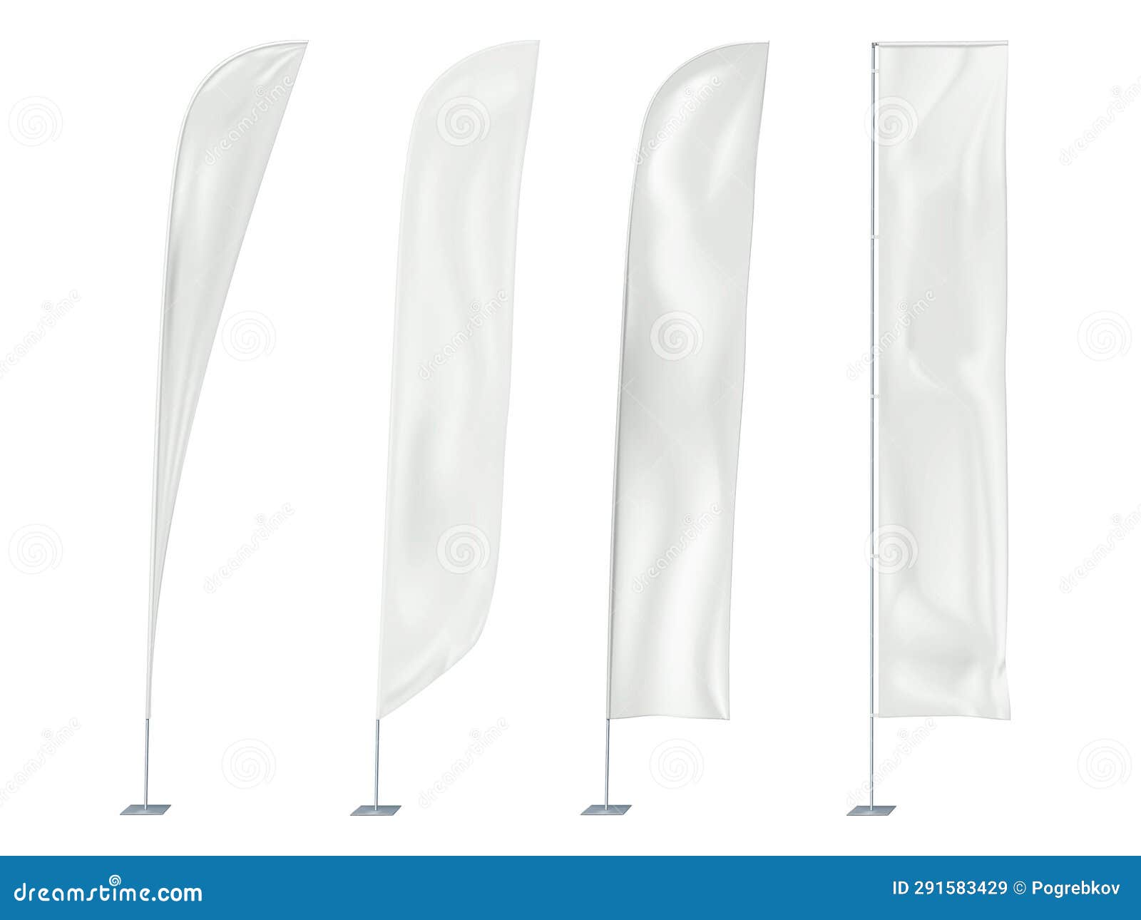 Wind Event Flags Mockup Set. Blank White Feather, Blade, Teardrop ...