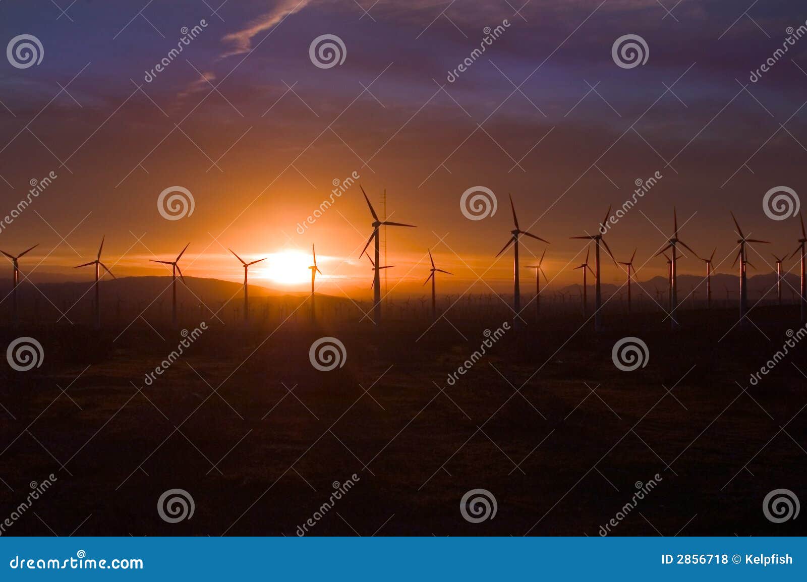 Wind fan sunrise stock photo. Image of generators, energy - 2856718