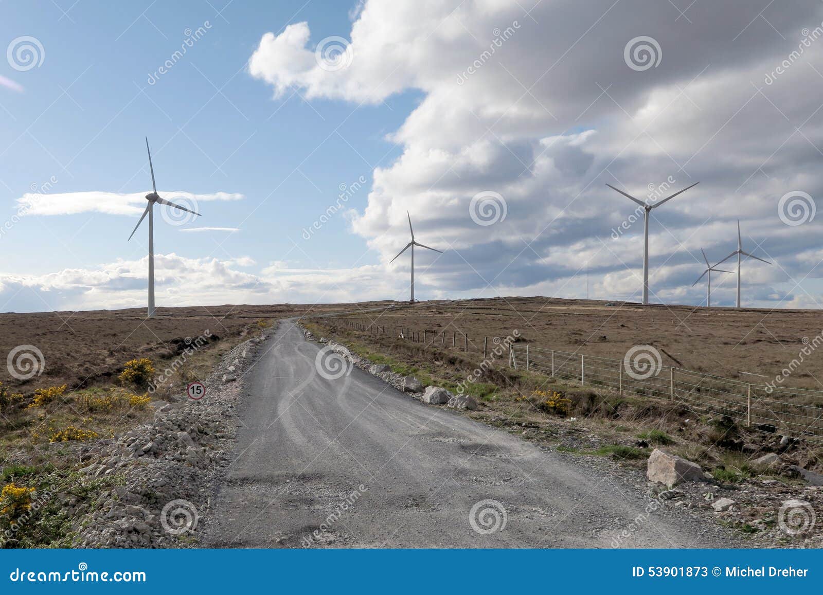 Wind farm stock image. Image of farm, energy, road, turbine - 53901873