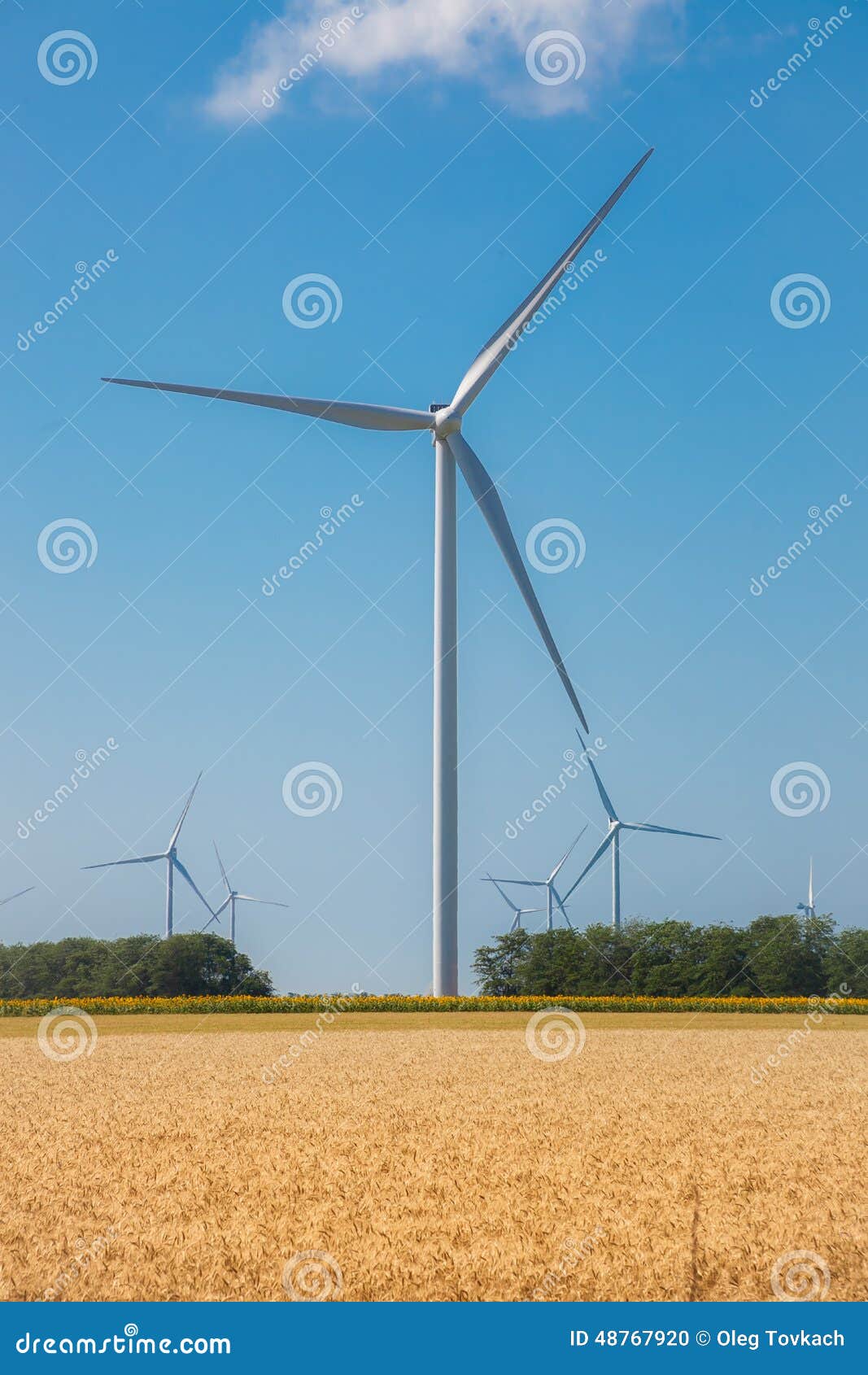 Wind Farm Alternative Energy Pinwheels on Blue Sky Stock Photo - Image ...