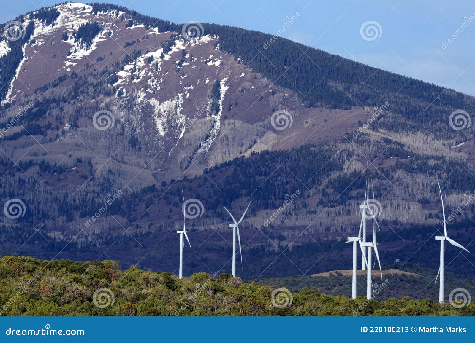 Wind Farm Near the Mountains of Eastern Utah Stock Image - Image of ...