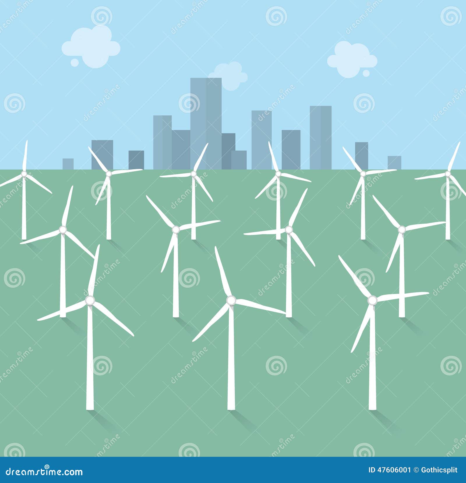 Wind farm concept stock vector. Illustration of power - 47606001