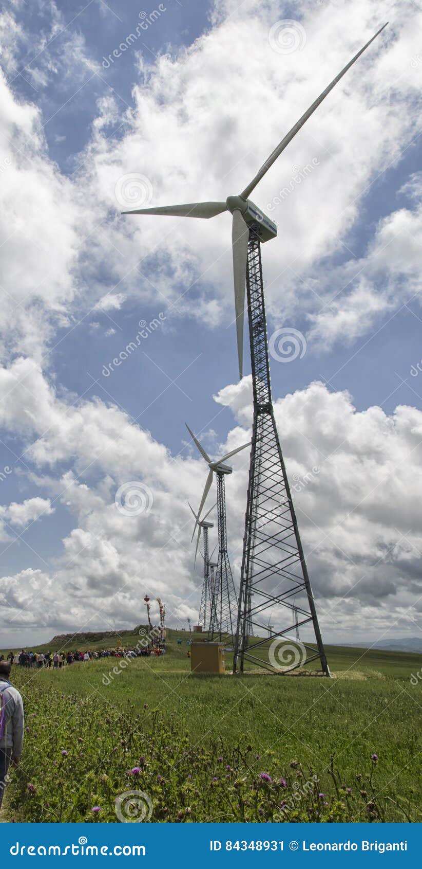 Wind farm on a hill crest stock image. Image of power - 84348931
