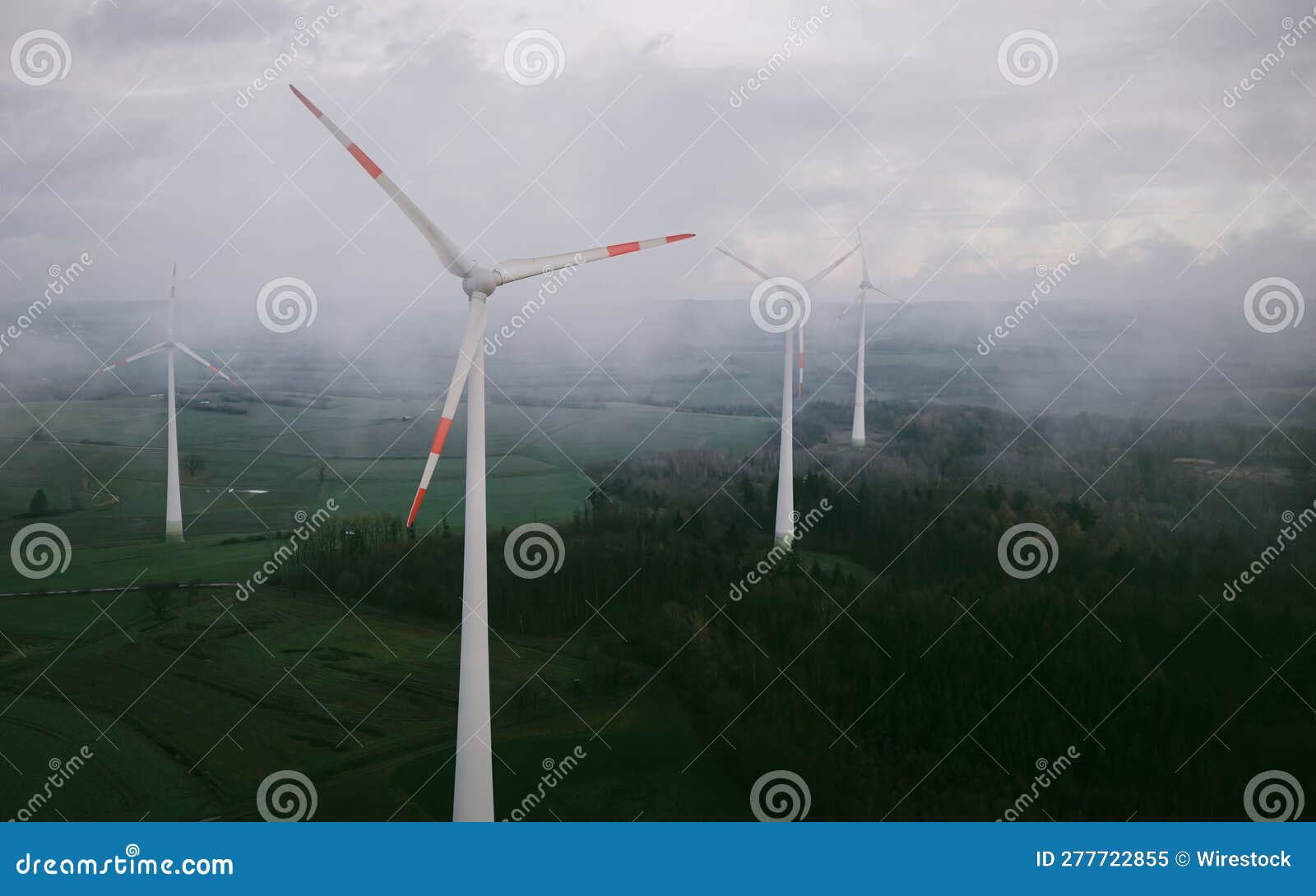 Wind Farm Located in a Green Rural Countryside Setting, Featuring ...