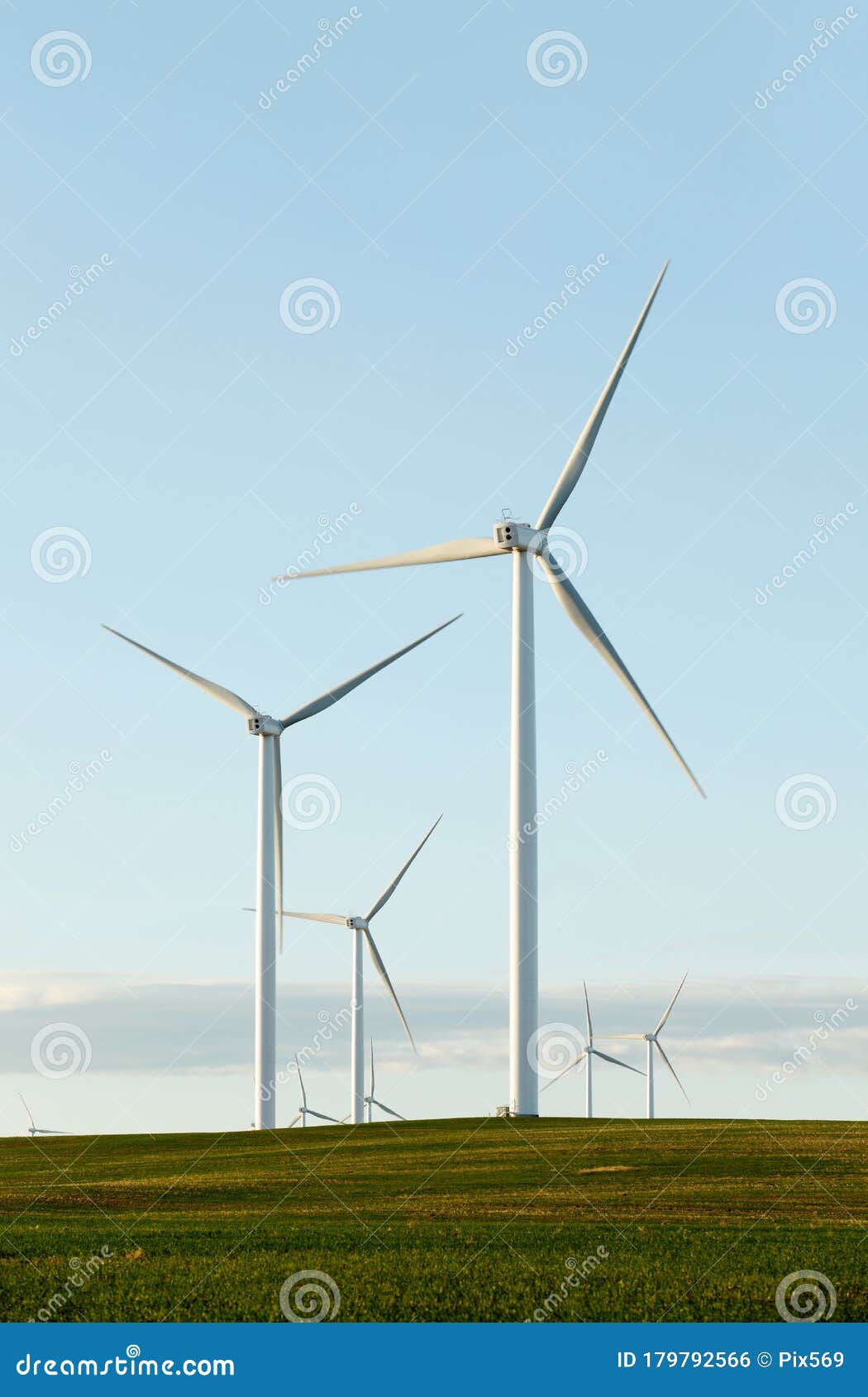 An Ground View of a High Tech Wind Farm. Stock Photo - Image of ...
