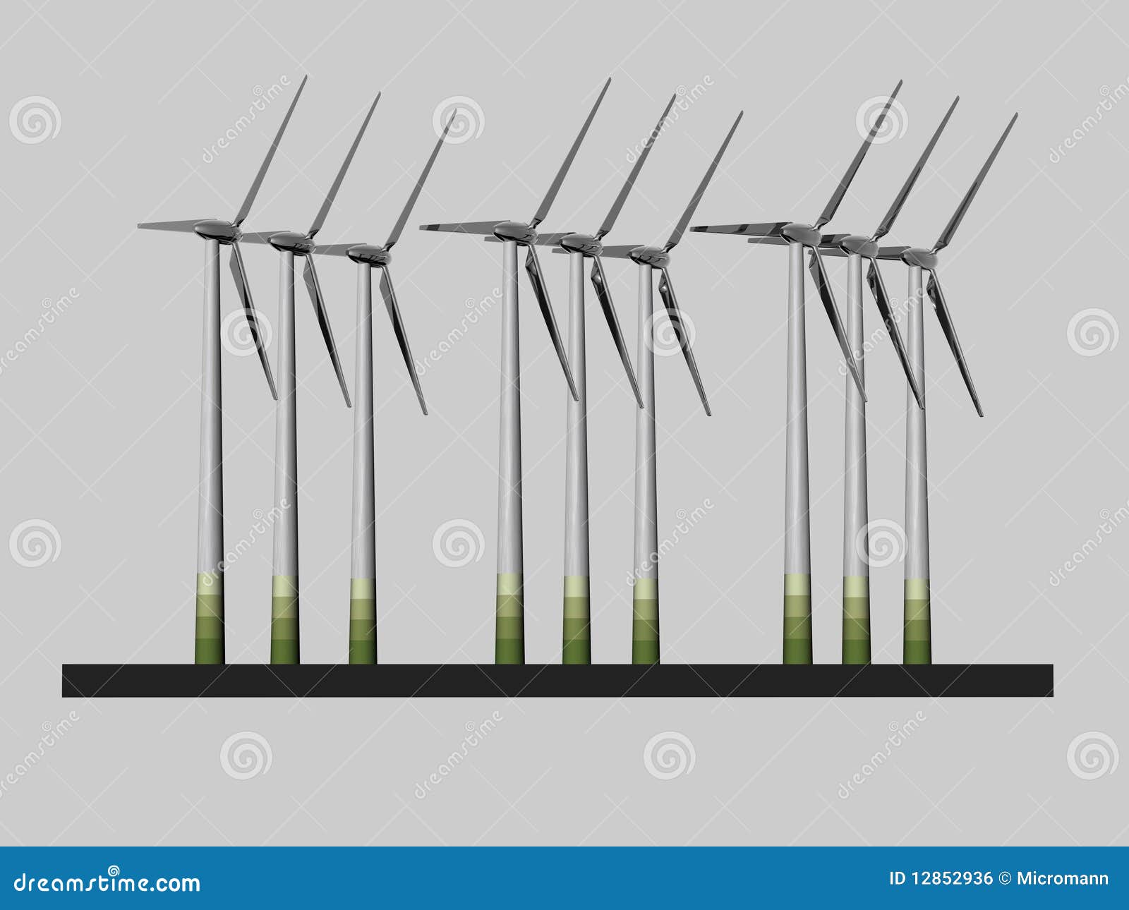 Wind farm model - 3D stock illustration. Illustration of farm - 12852936
