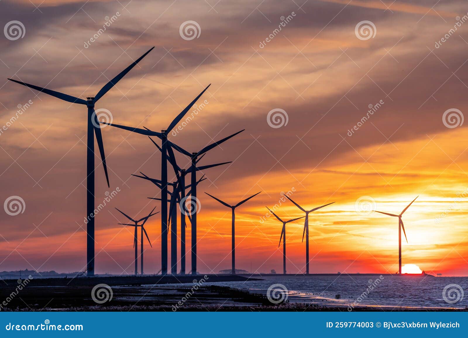 Wind farm stock image. Image of morning, environment - 259774003
