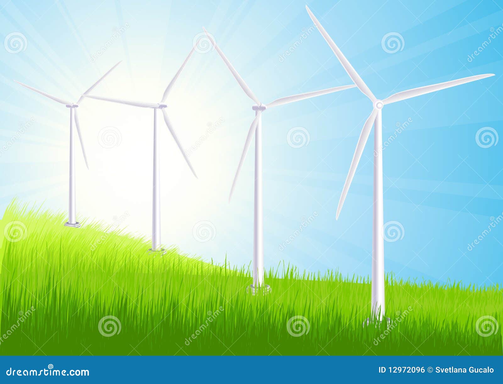 Wind Farm With Windmills, Obtaining Energy From Natural Source. Wind ...