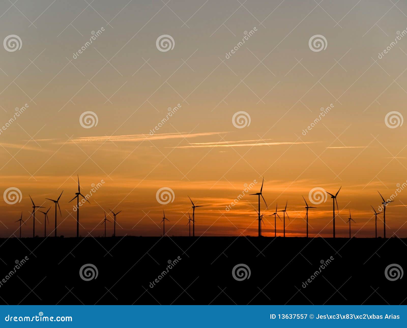 Wind farm at sunset stock image. Image of environmental - 13637557