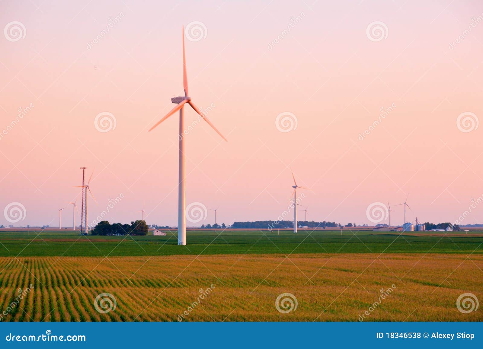 Wind Farm Sunset stock photo. Image of crops, windfarm - 18346538